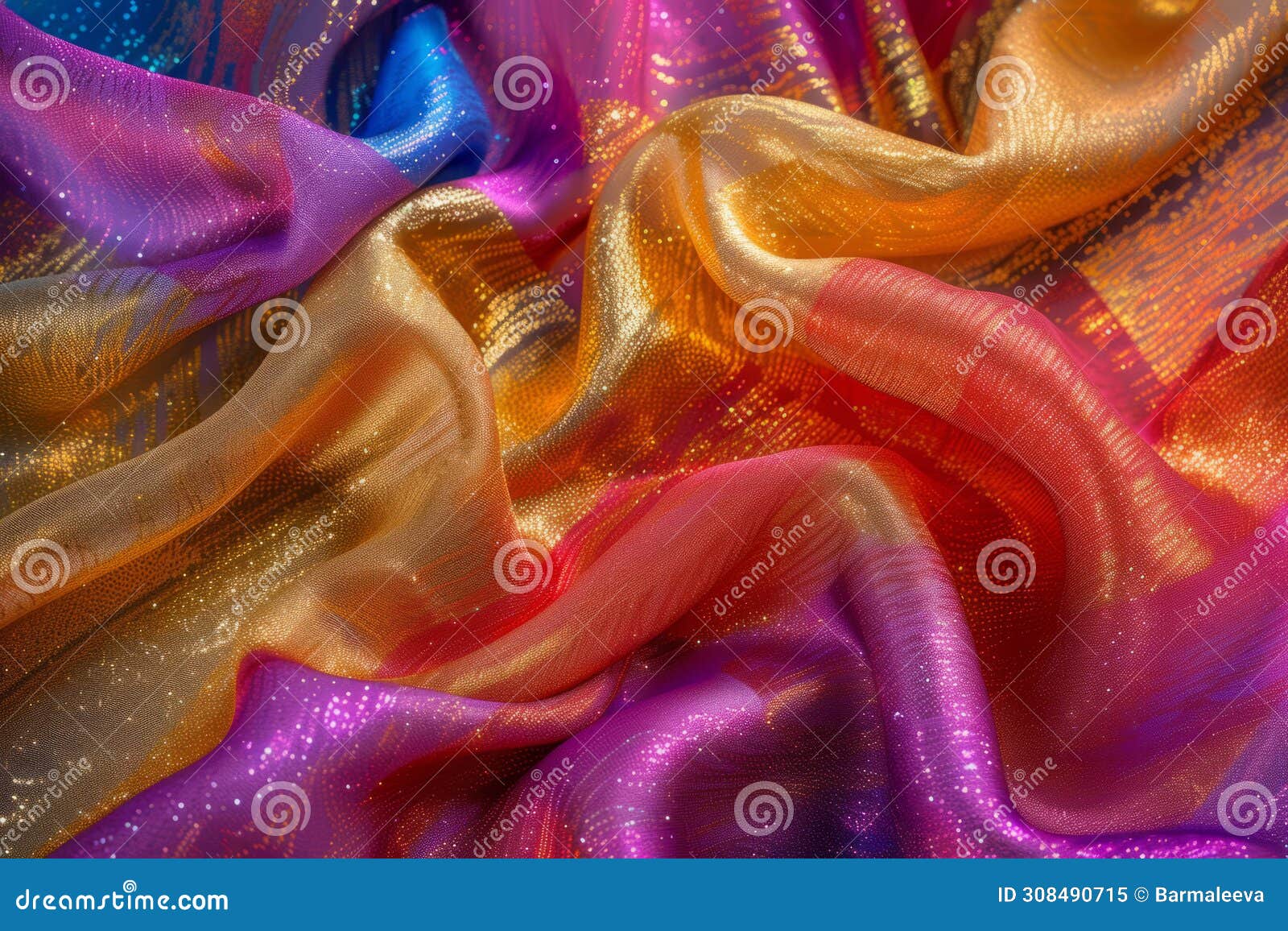 Colorful Silk Fabric with Patterns, Shimmer and Sequins. Generative AI ...