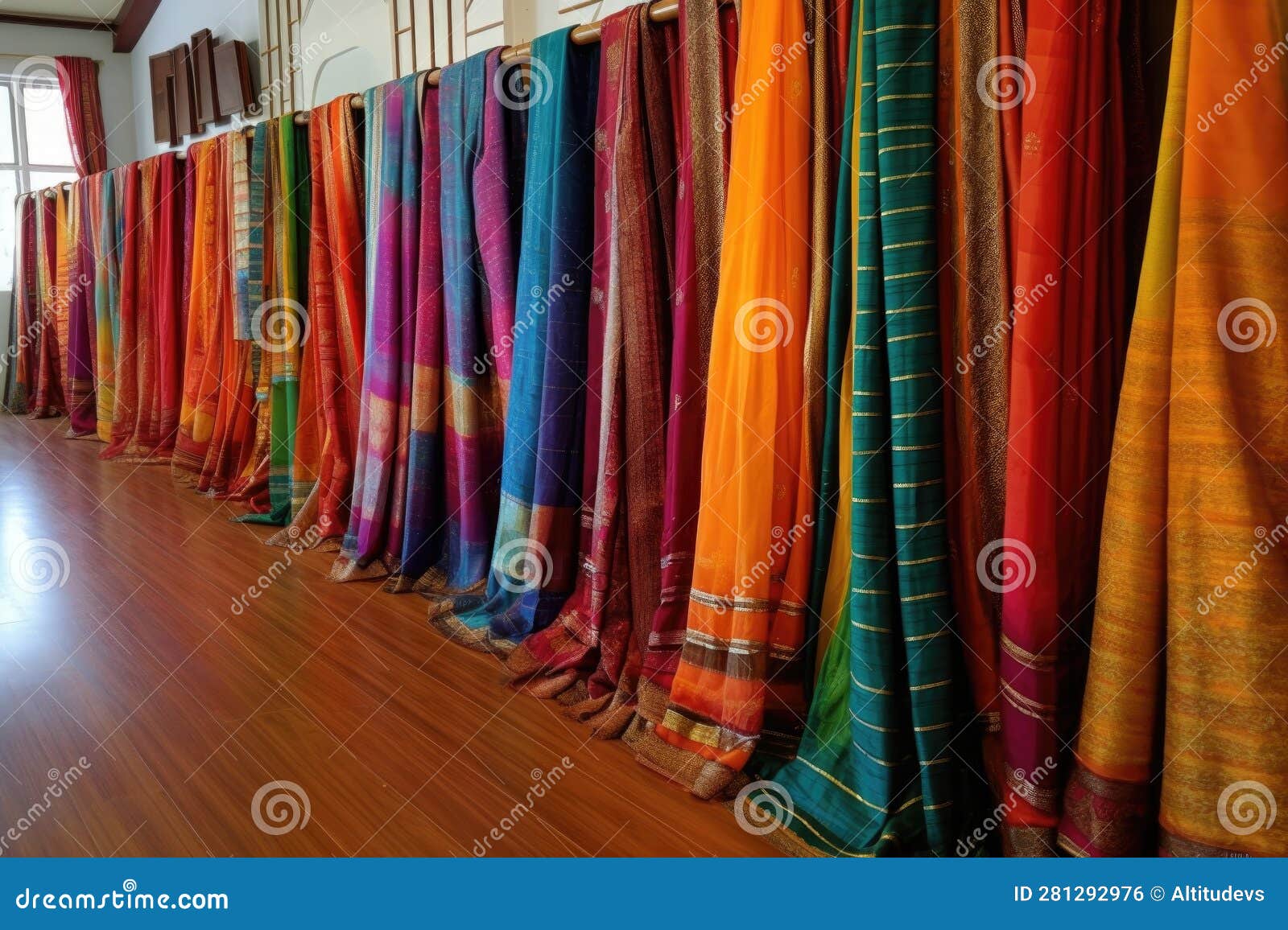 Colorful Silk Saree Borders on Display Stock Illustration ...