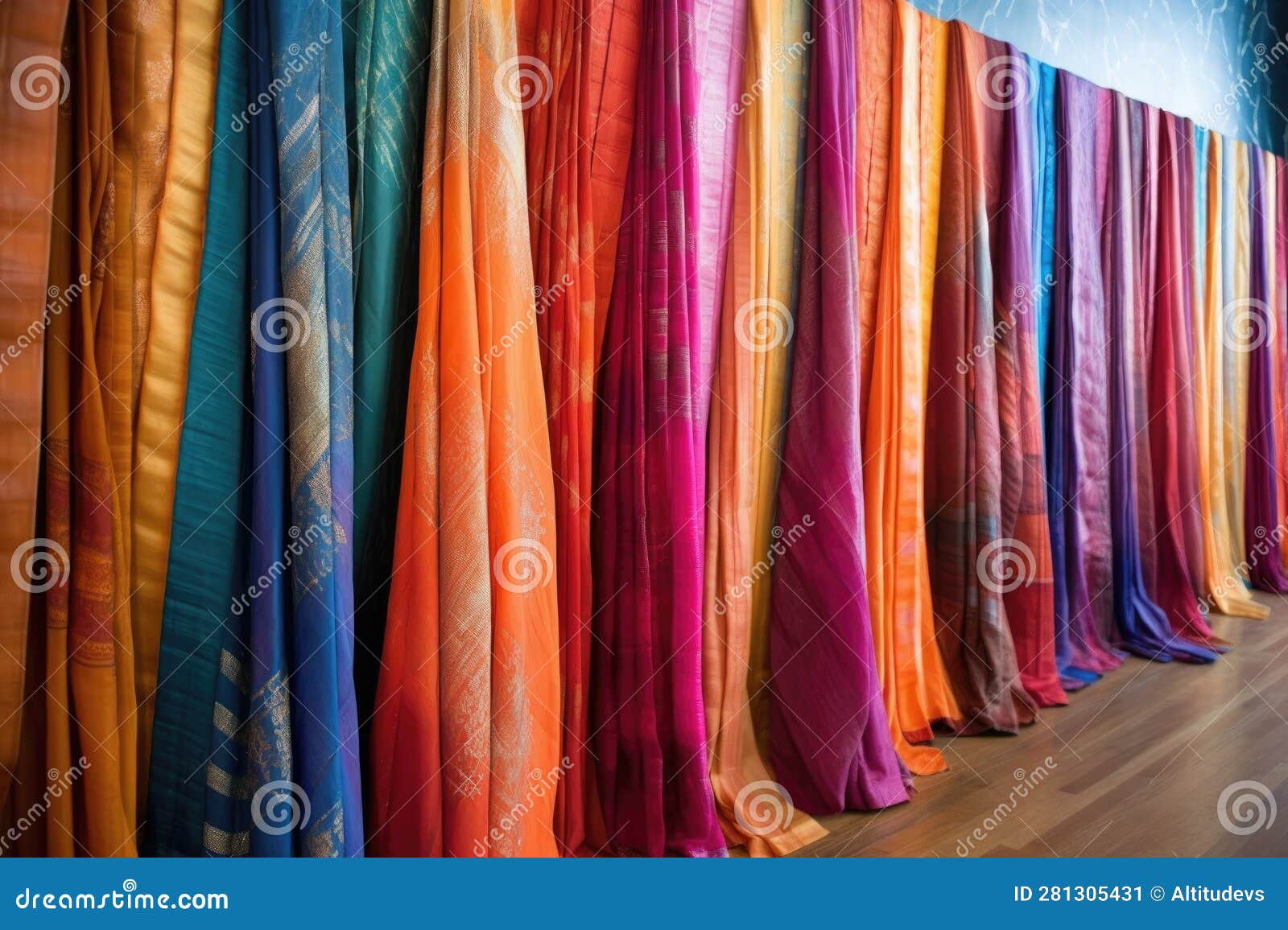 Colorful Silk Saree Borders on Display Stock Illustration ...