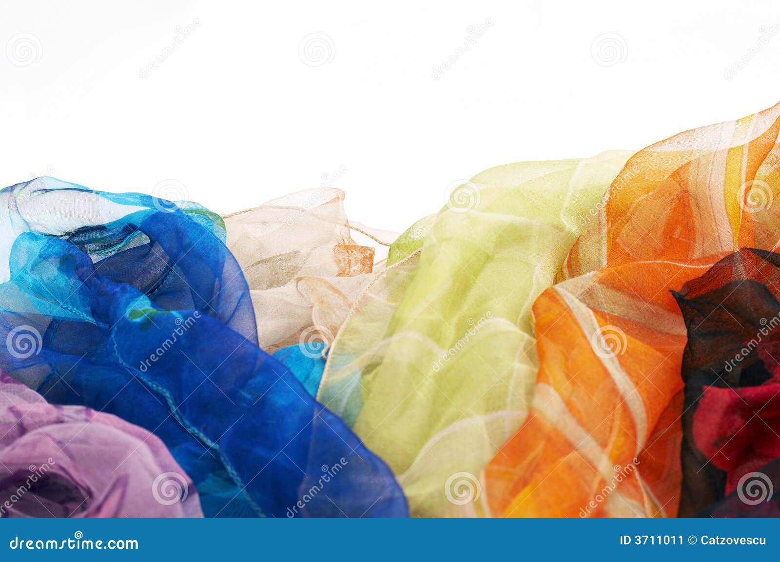 Colorful Silk Scarves on White Background Stock Image - Image of silk ...