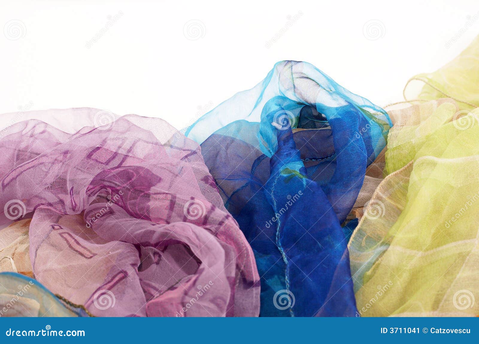 Colorful Silk Scarves on White Background Stock Image - Image of hills ...