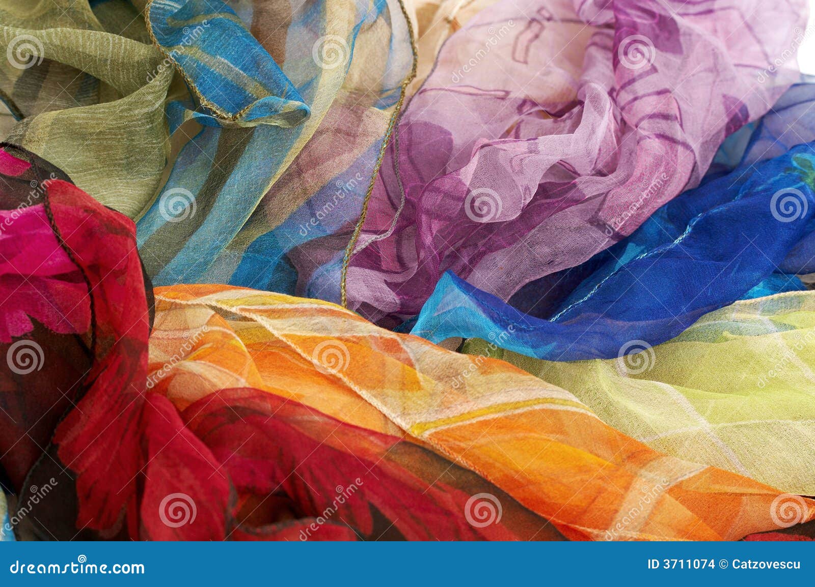 Colorful Silk Scarves on White Background Stock Photo - Image of ...