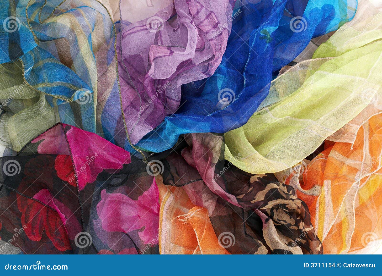 Colorful Silk Scarves on White Background Stock Photo - Image of ...