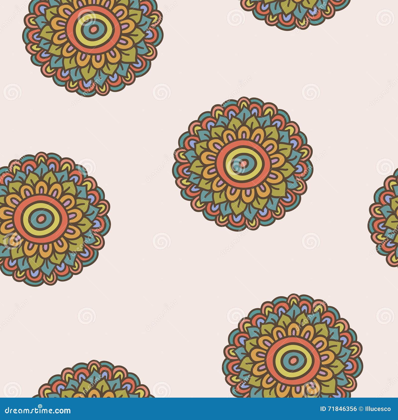 Colorful Simple Doodle Flower Pattern Stock Vector - Illustration of ...