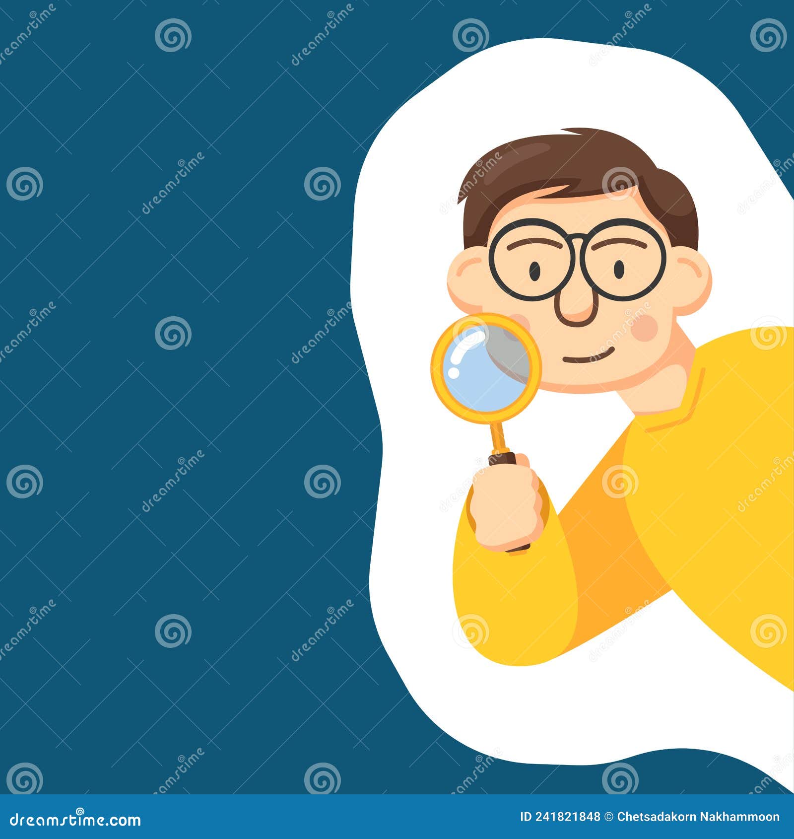 Colorful Simple Flat Vector of Business Man with Magnifying Glass for ...