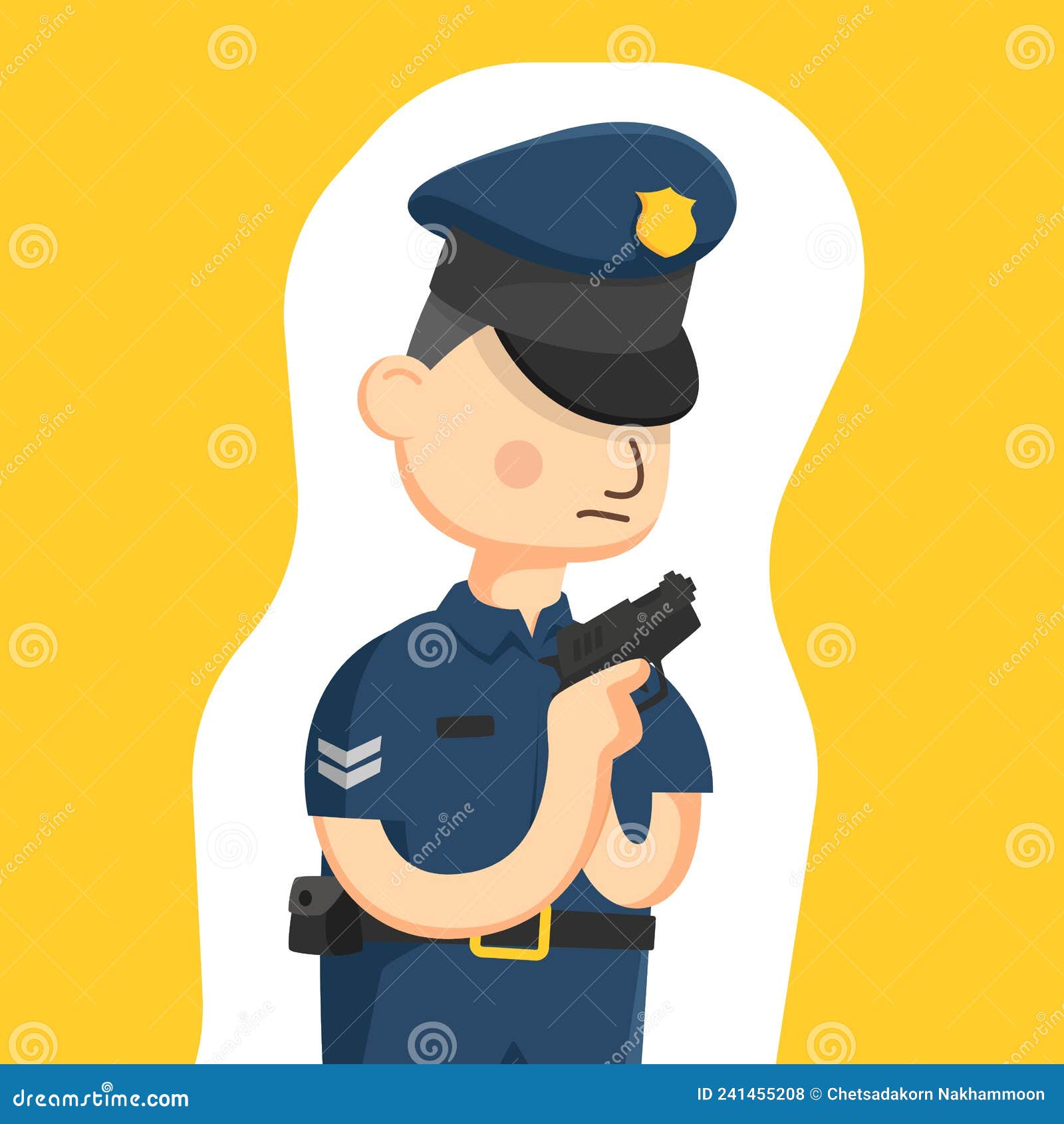 Colorful Simple Flat Vector of Policeman with Gun Weapon, Occupations ...