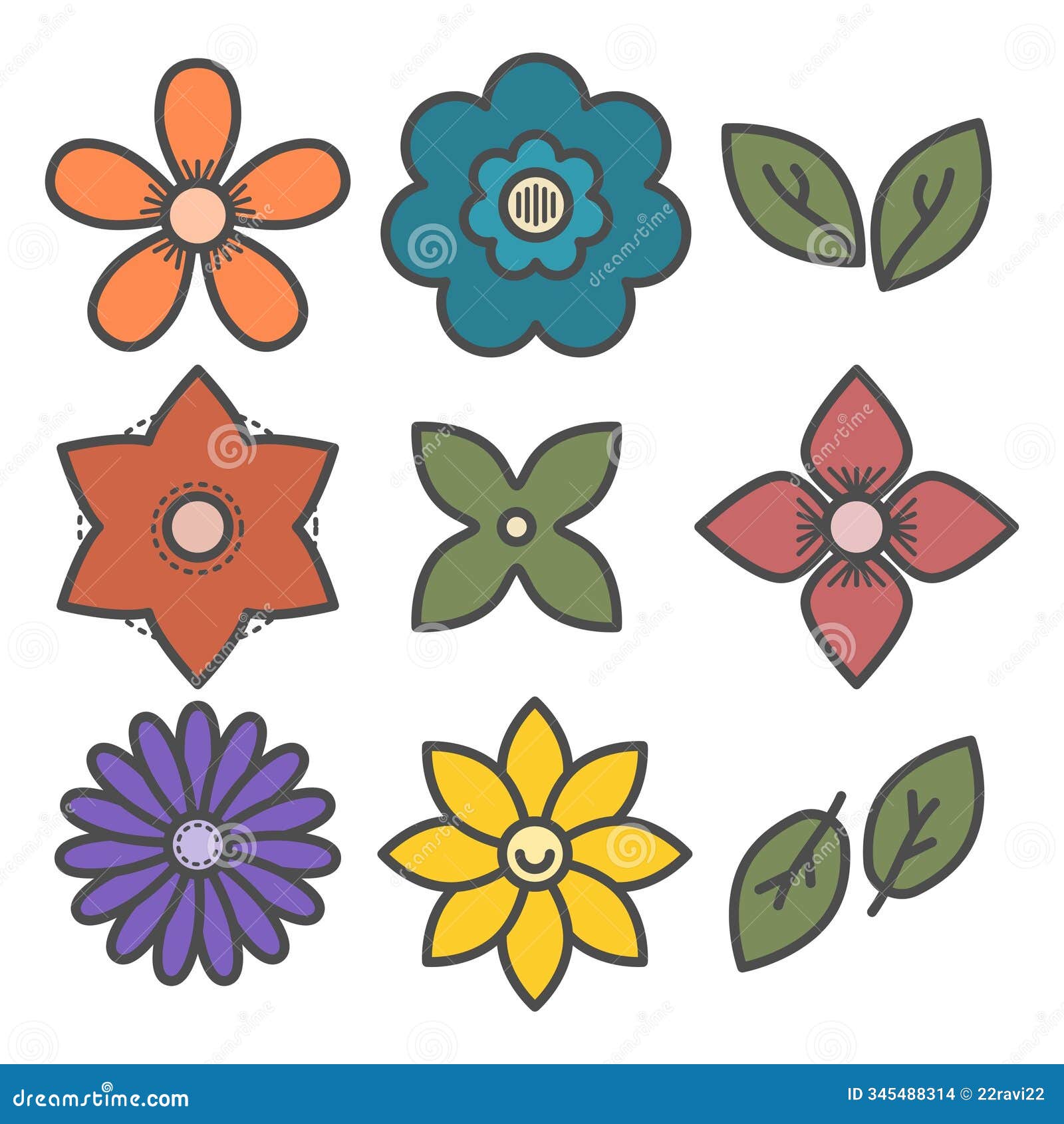 Colorful Simple Flower Vector Stock Illustration - Illustration of icon ...