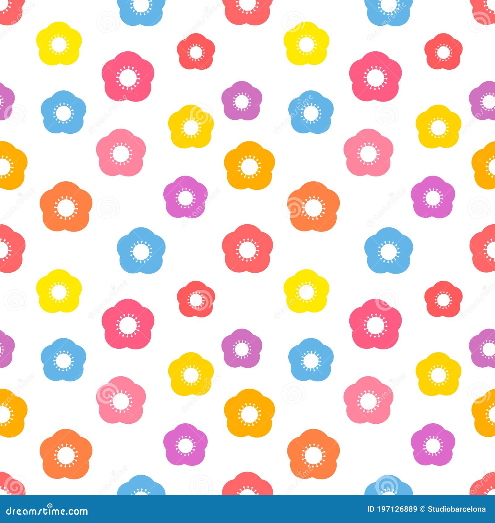 Colorful Simple Flowers Pattern Stock Vector - Illustration of paper ...