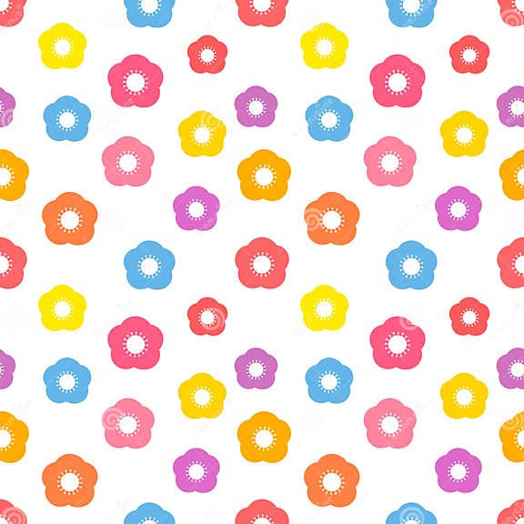 Colorful Simple Flowers Pattern Stock Vector - Illustration of paper ...