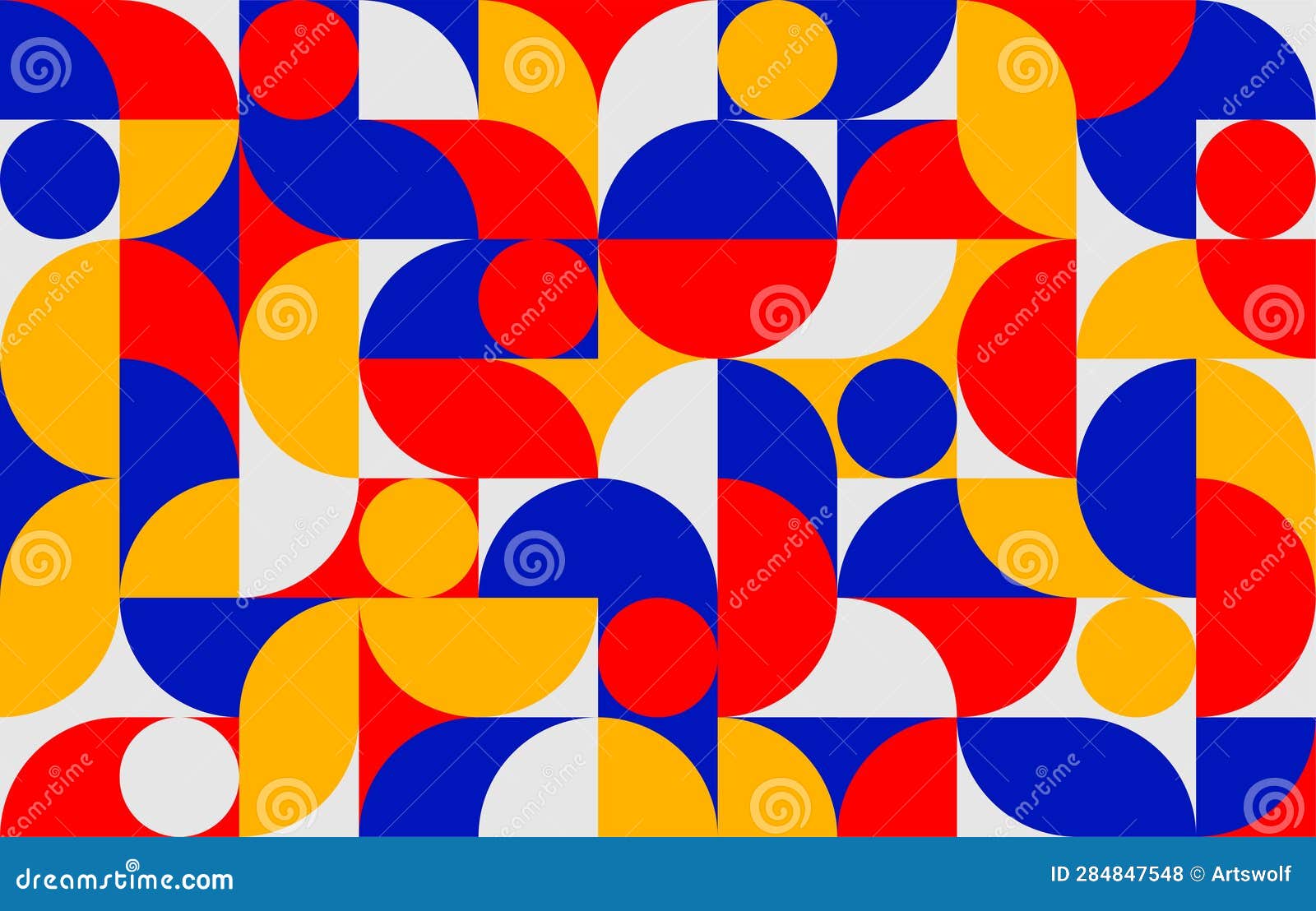 Colorful Simple Semi Circle Memphis Abstract Background. Round Flat ...