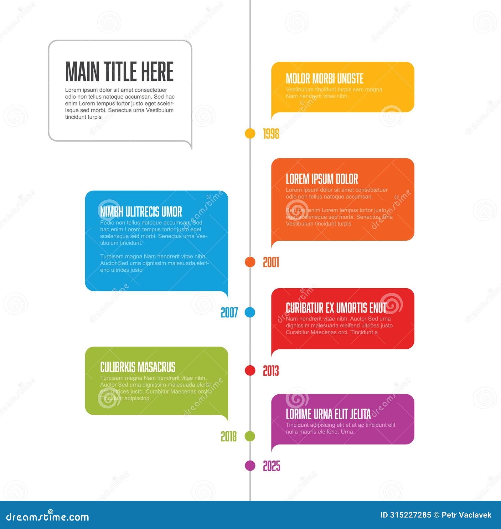 Colorful Simple Solid Color Bubbles Vertical Timeline Template Stock ...