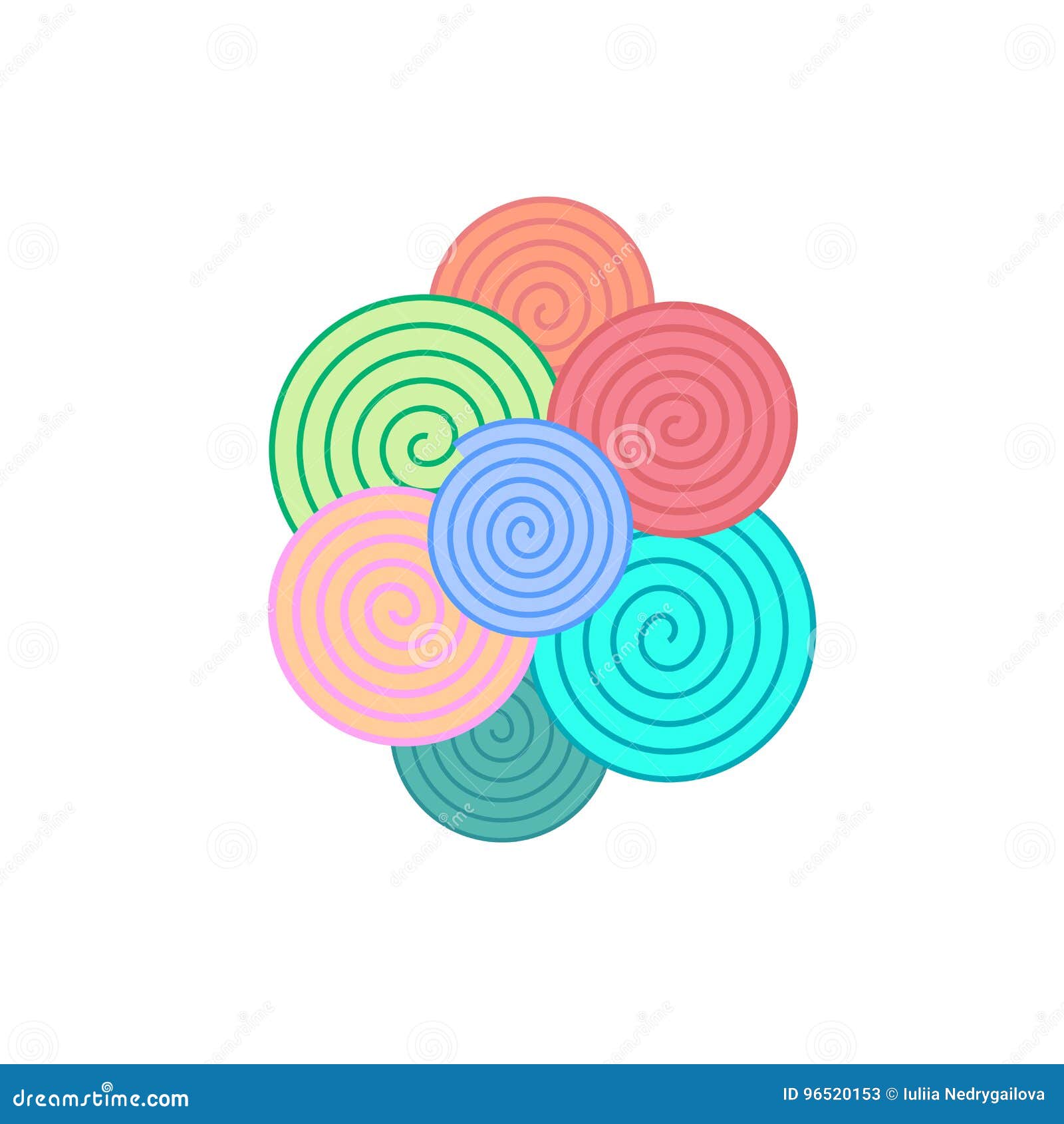 Colorful Simple Spiral Elements, Stock Illustration - Illustration of ...