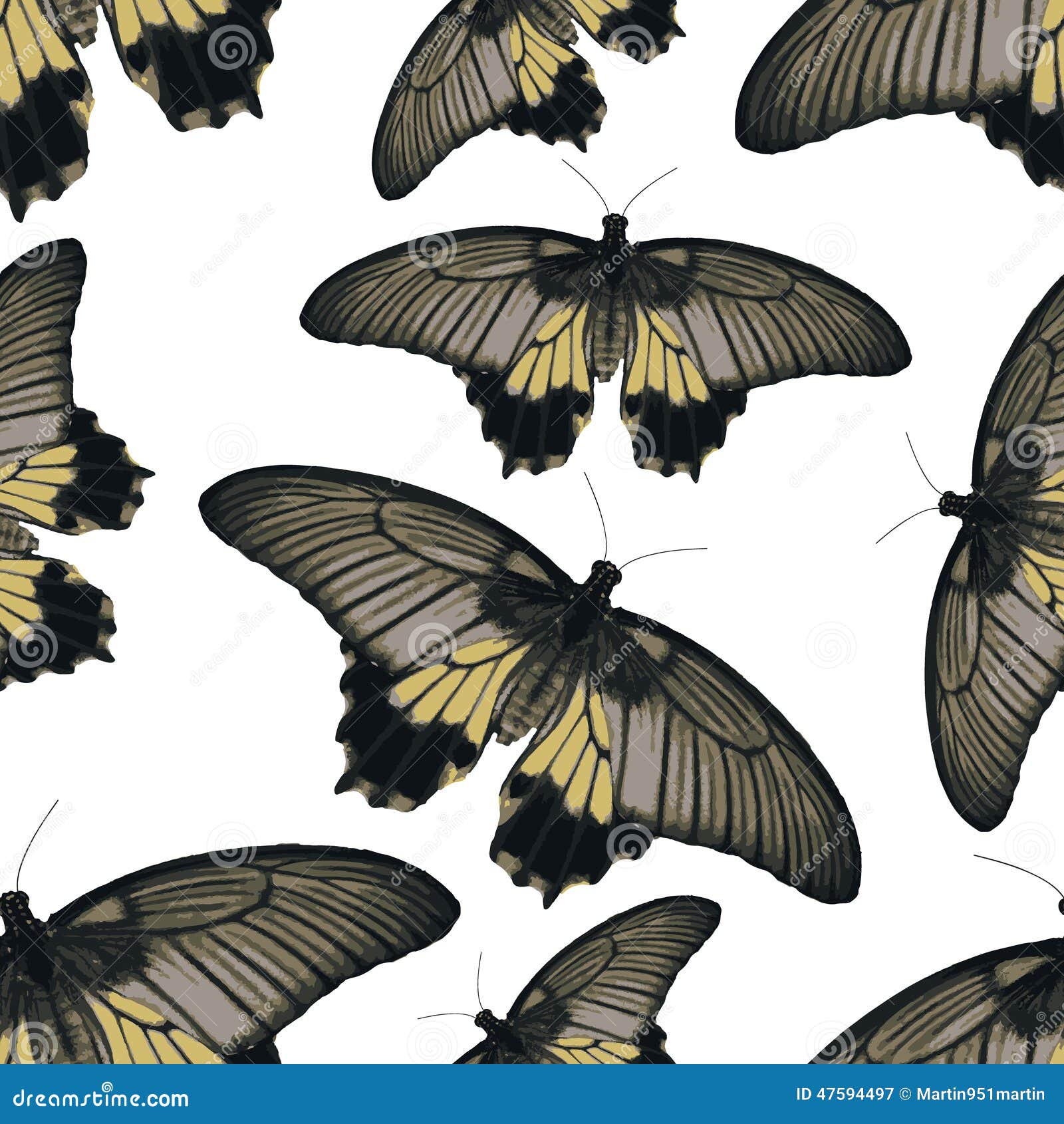 Colorful Simple Vector Butterflies Seamless Pattern Stock Vector ...