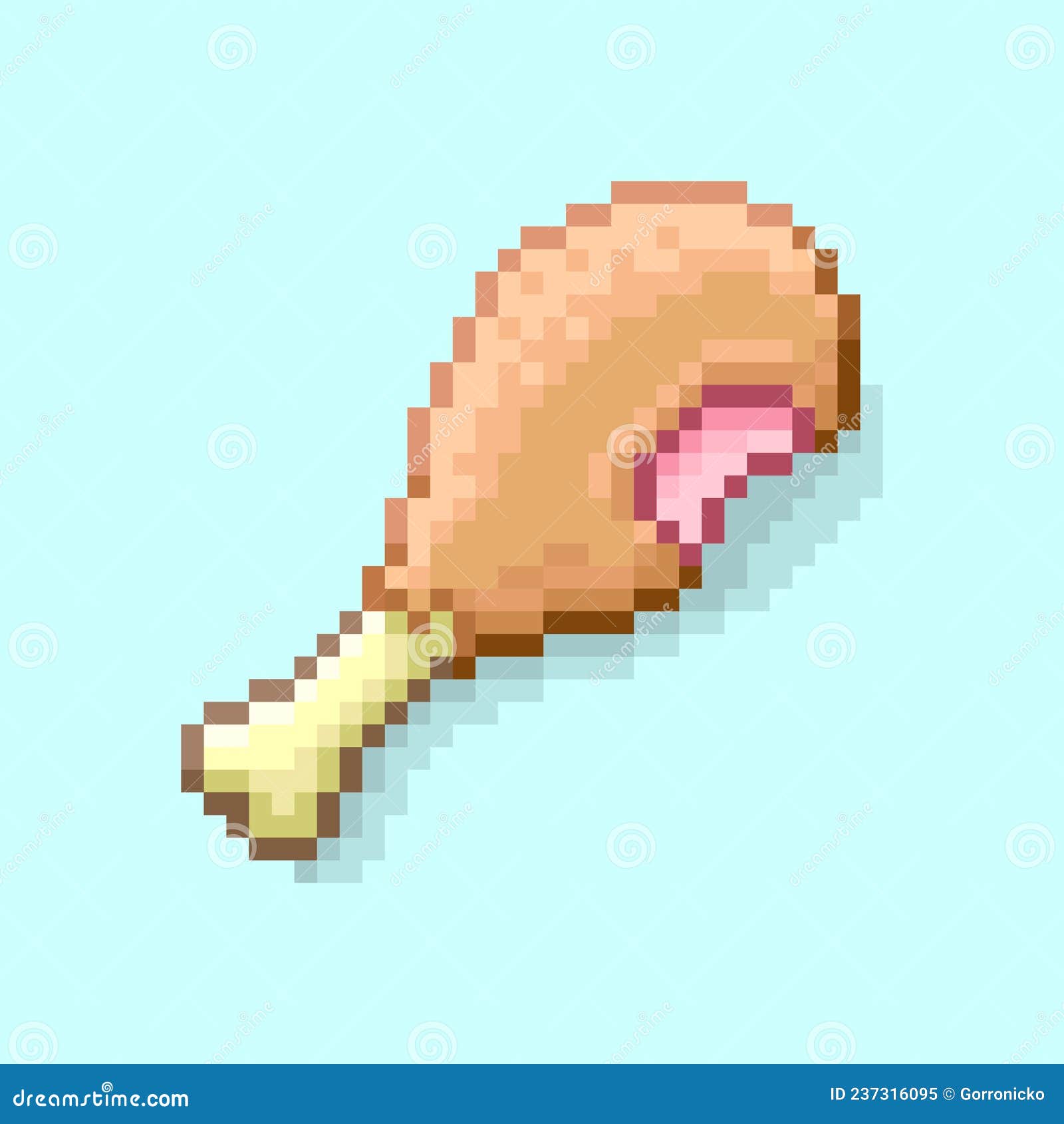 Simple Vector Pixel Art Illustration of Cartoon Fried Bitten Chicken ... Simple Vector Pixel Art Illustration of Cartoon Fried Bitten Chicken ...