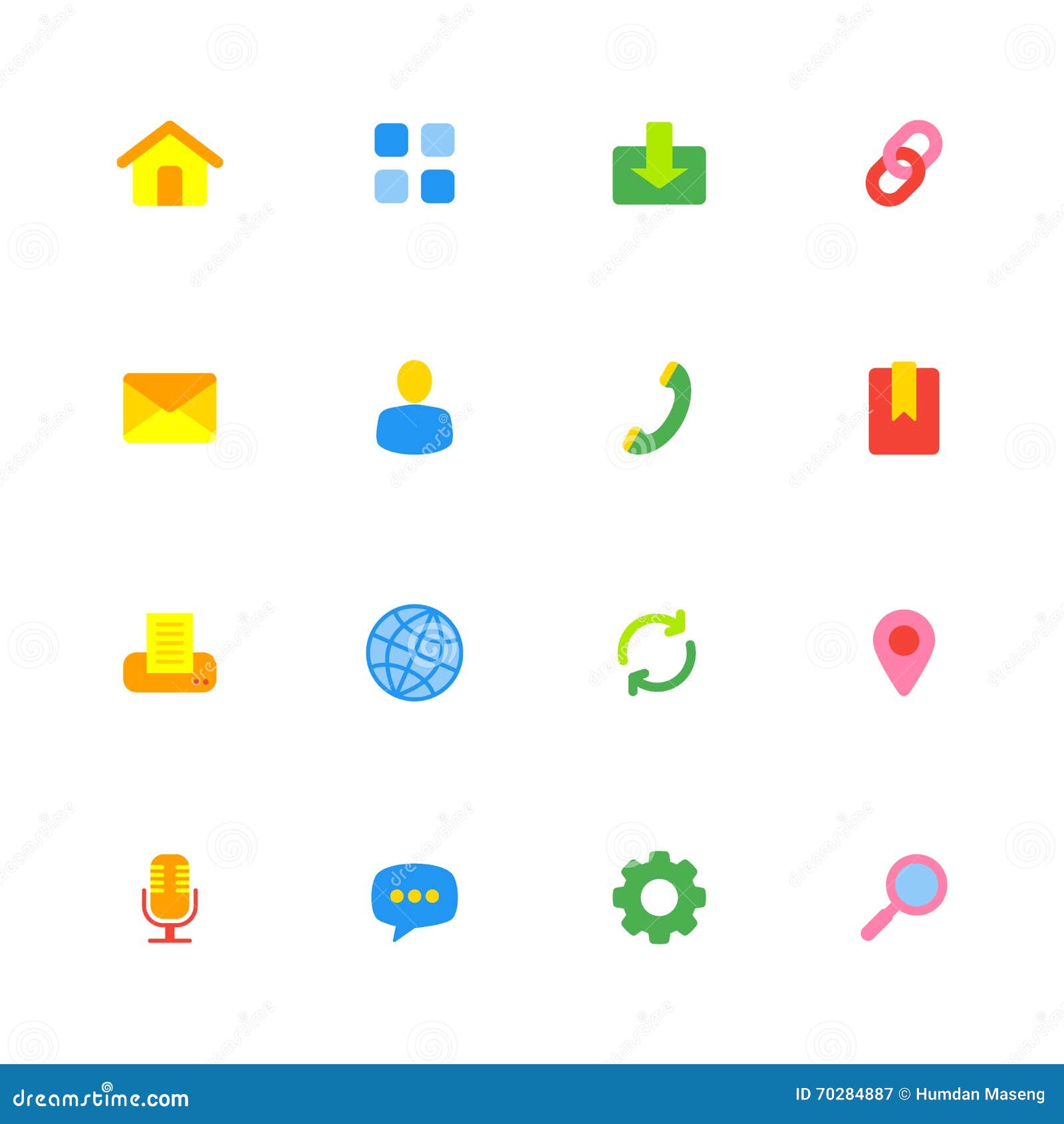 Colorful Simple Web Icon Set Stock Vector - Illustration of line, user ...