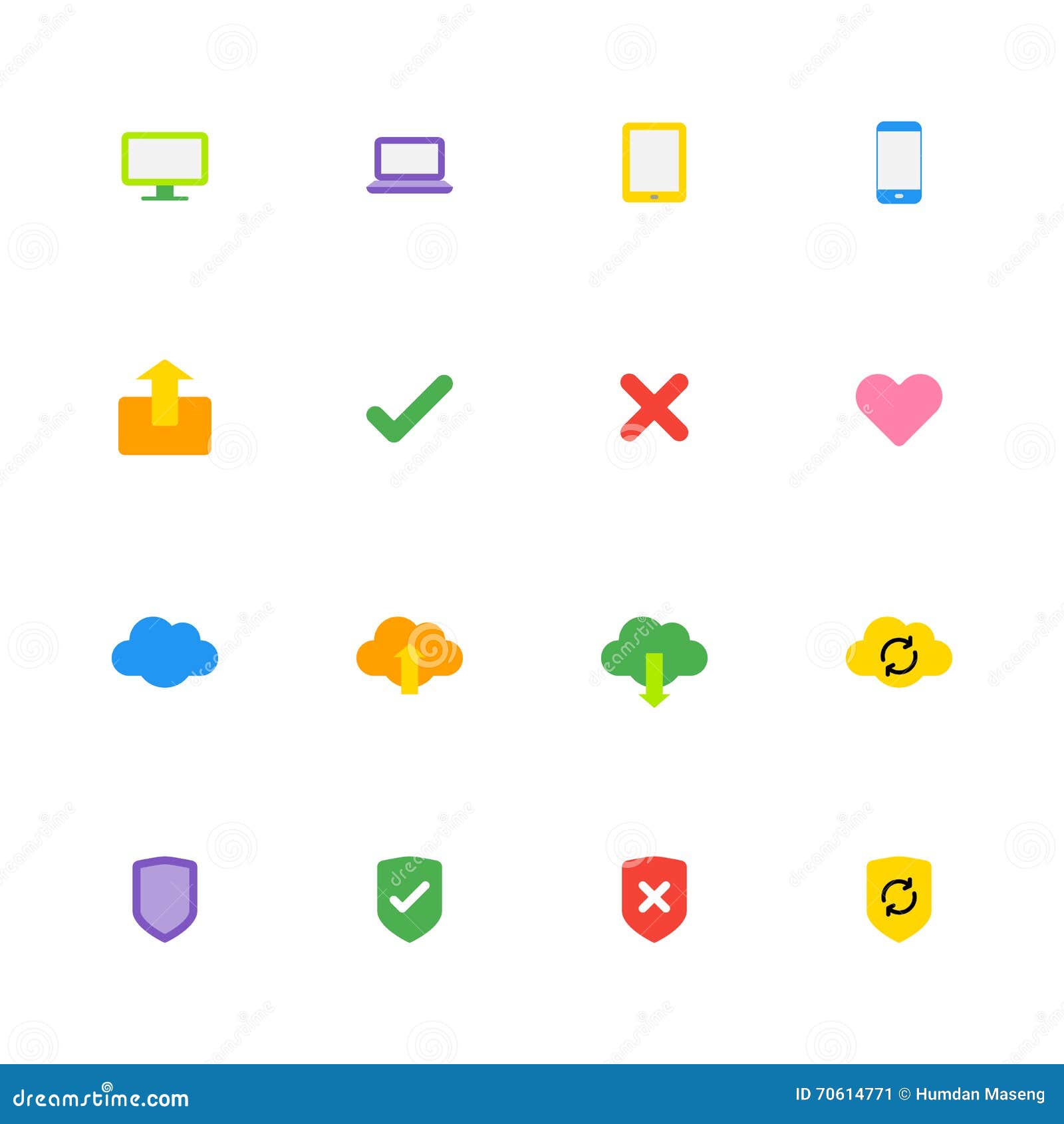 Colorful Simple Web Icon Set Stock Vector - Illustration of upload ...