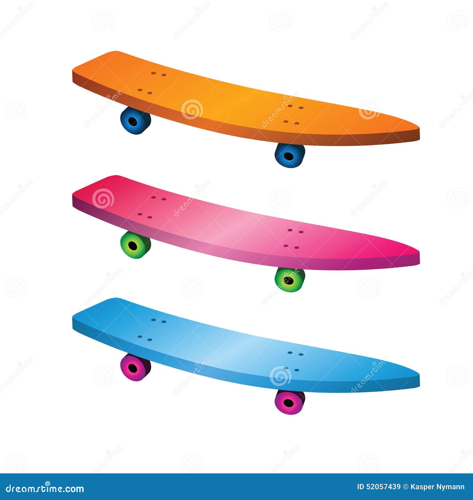 Colorful Skateboard Set in Sharp Neon Colors Stock Illustration ...