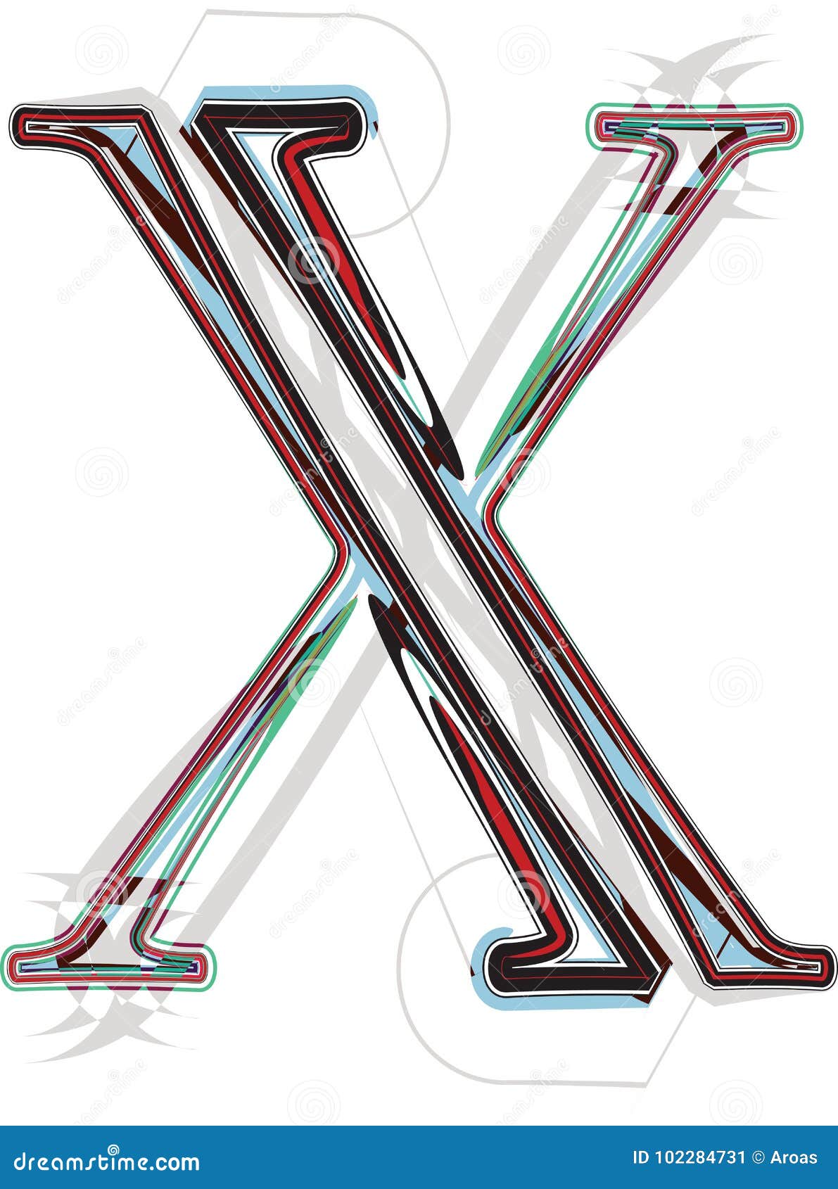 Font Illustration Letter X stock vector. Illustration of brushed ...