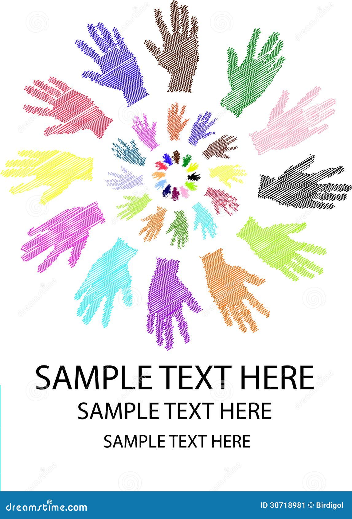 Colorful Sketch of Hand in Round Pattern Stock Vector - Illustration of ...
