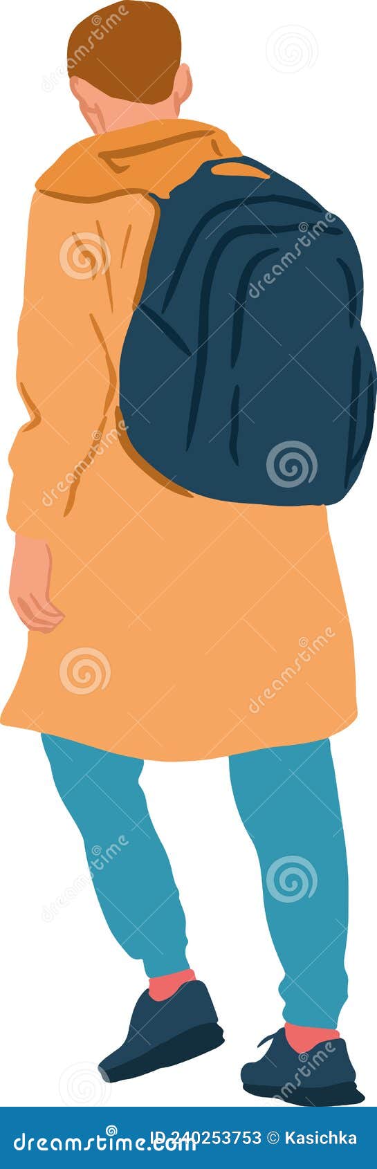 Man with Backpack Take a Step Stock Vector - Illustration of realistic ...