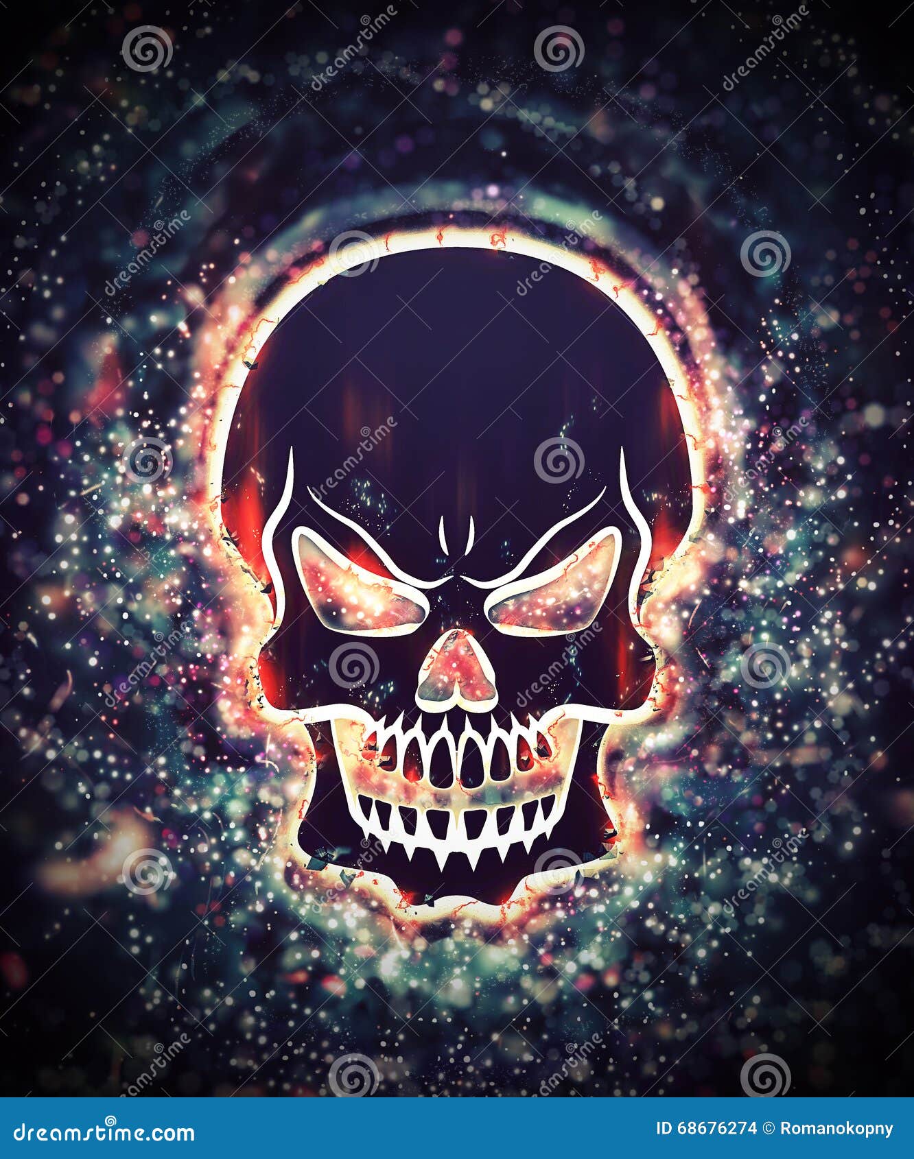 Colorful skull stock illustration. Illustration of death - 68676274