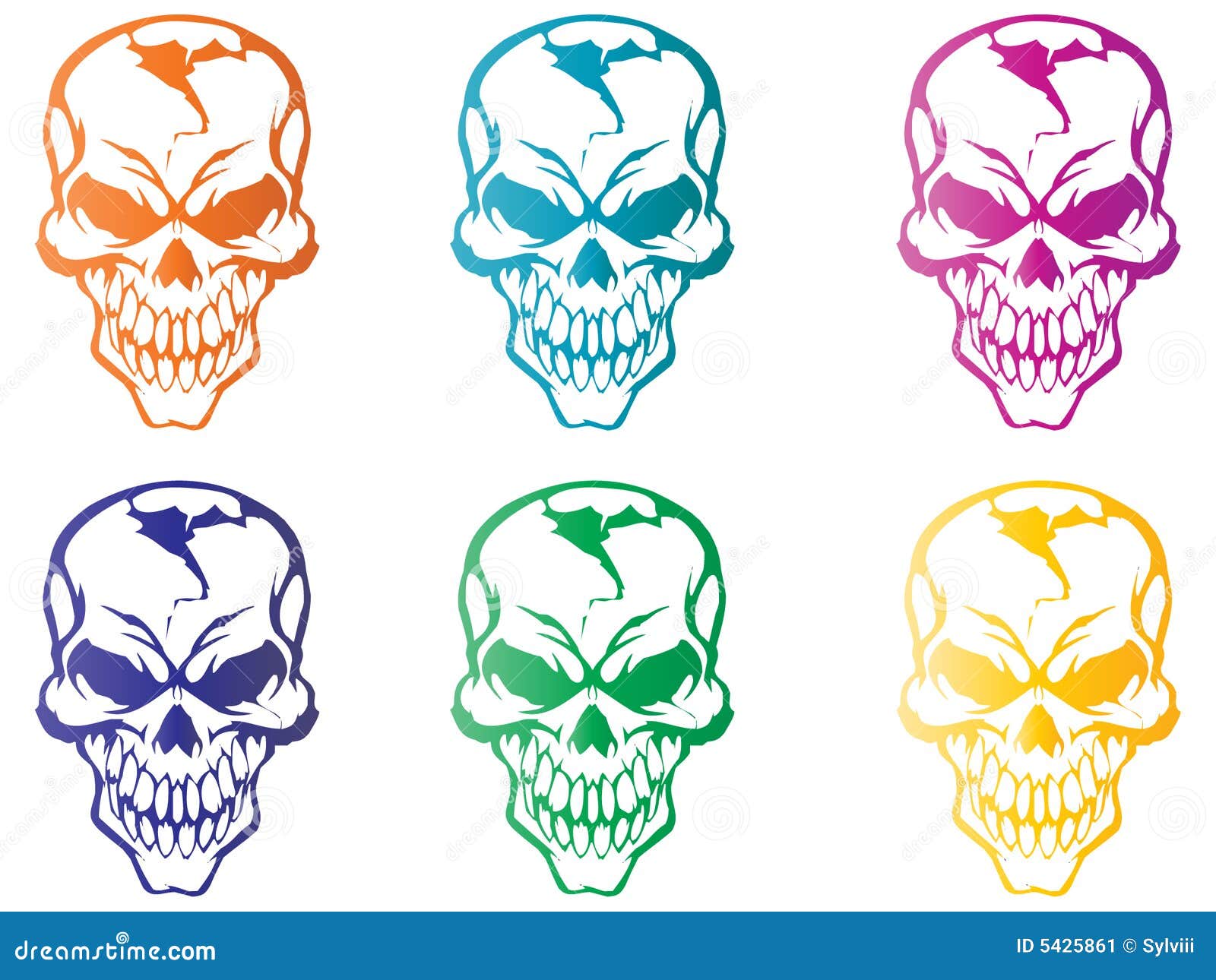 Colorful Skulls stock vector. Illustration of yellow, abstract - 5425861