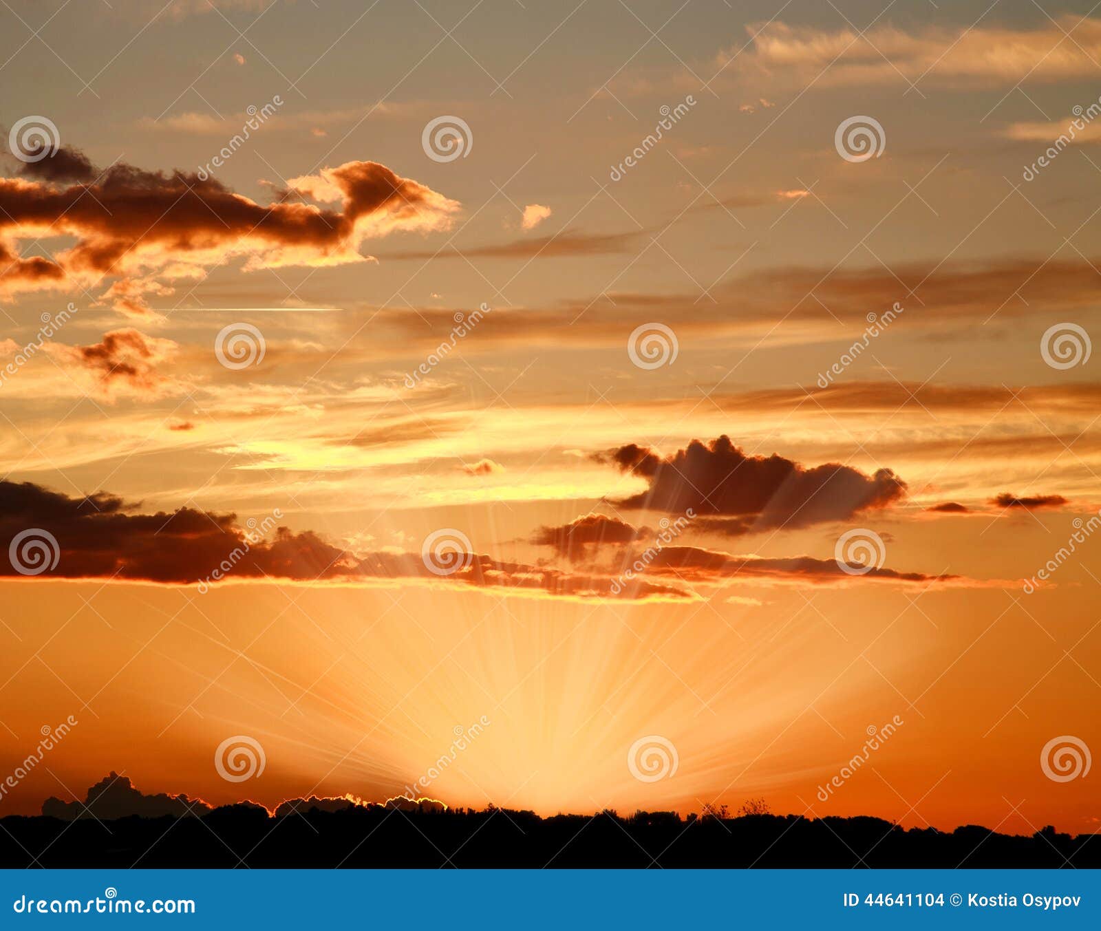 Colorful Sky with Clouds in the Rays of the Setting Sun Stock Photo ...