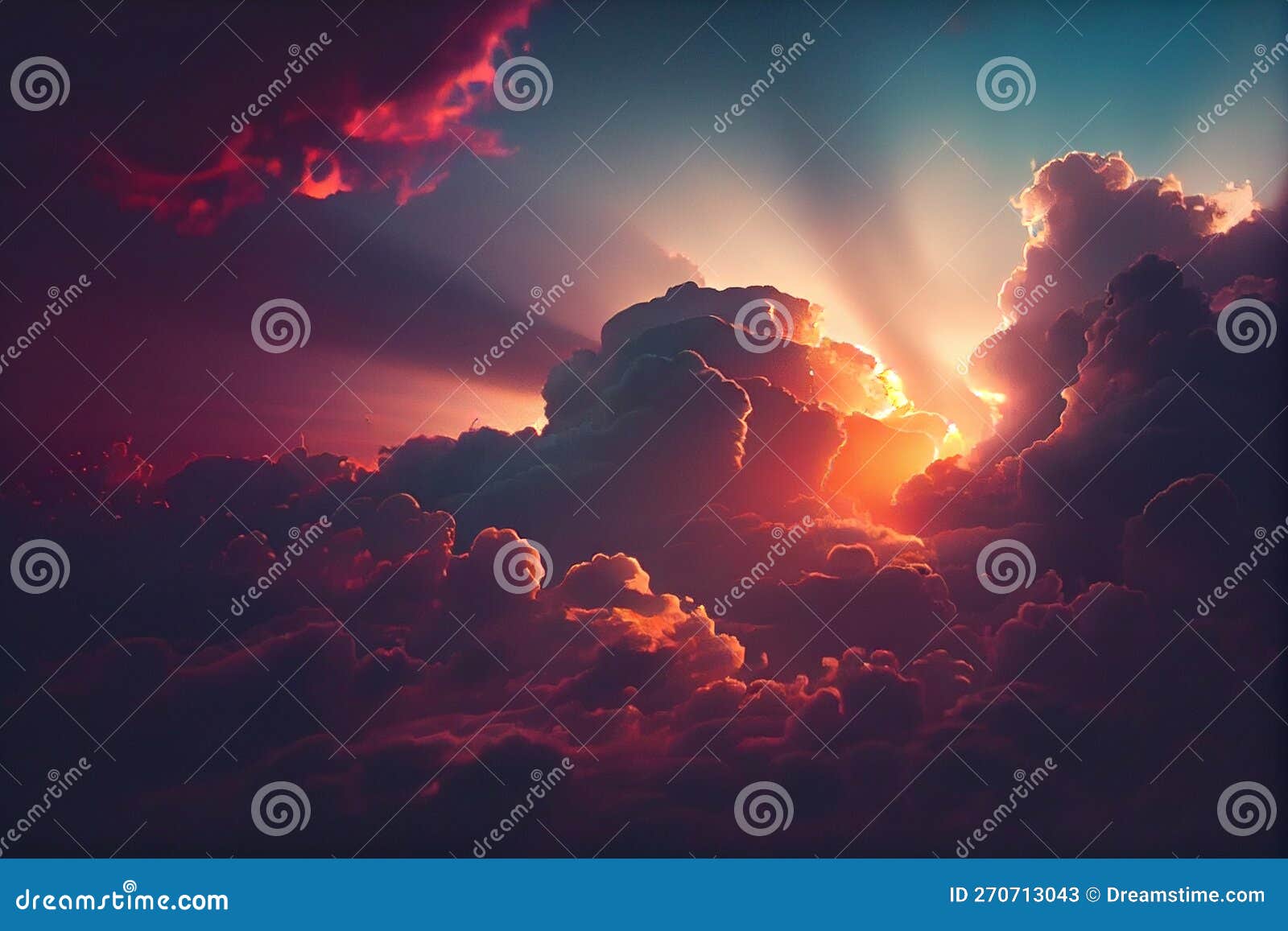 Colorful Sky with the Sun Hidden by High Clouds.generative Ai Stock ...