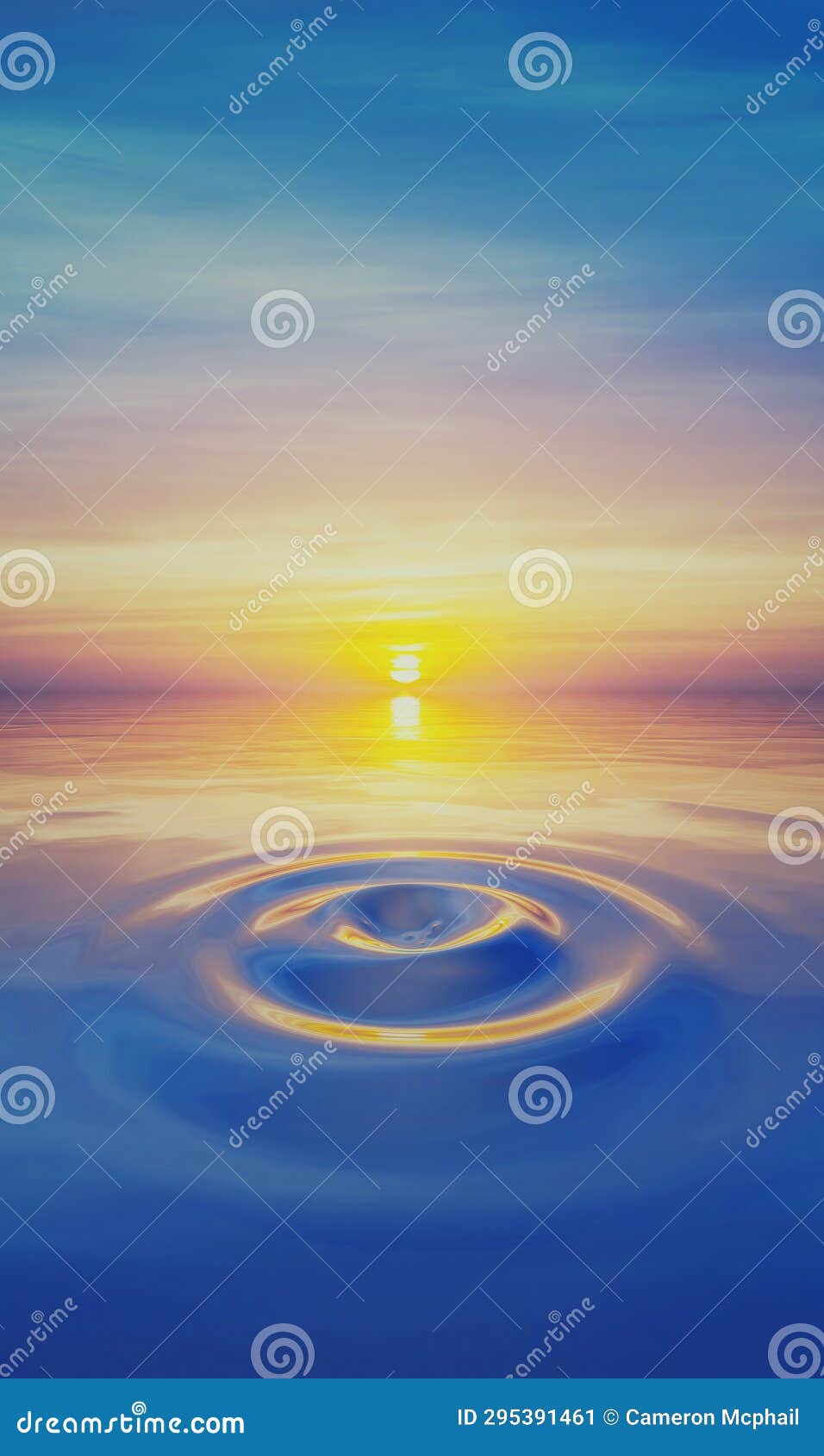 Colorful Sky and Sun Reflected on Undulations in Water Stock Image ...