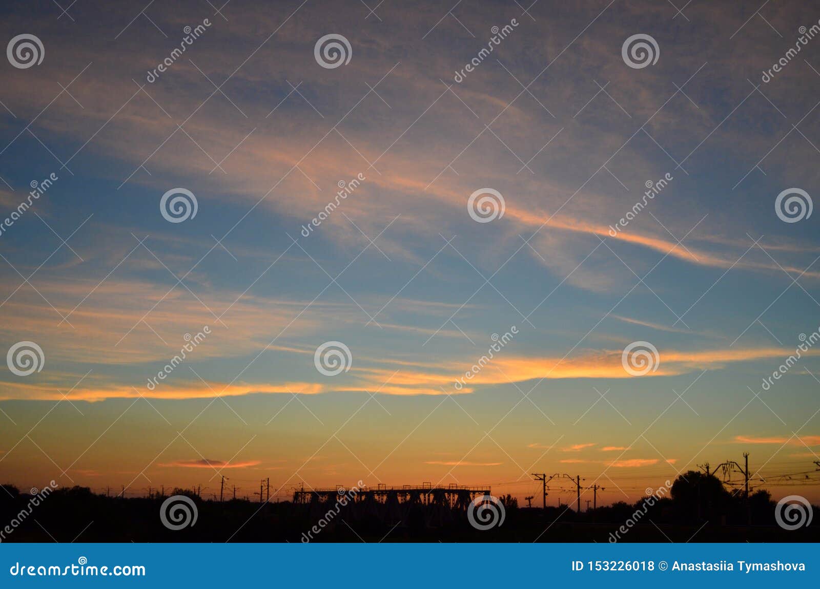 Colorful Sky at Sunset, Blue and Red Colors. Mexico. Stock Photo ...