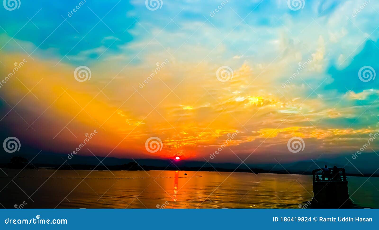 Colorful sky with sunset stock photo. Image of horizon - 186419824