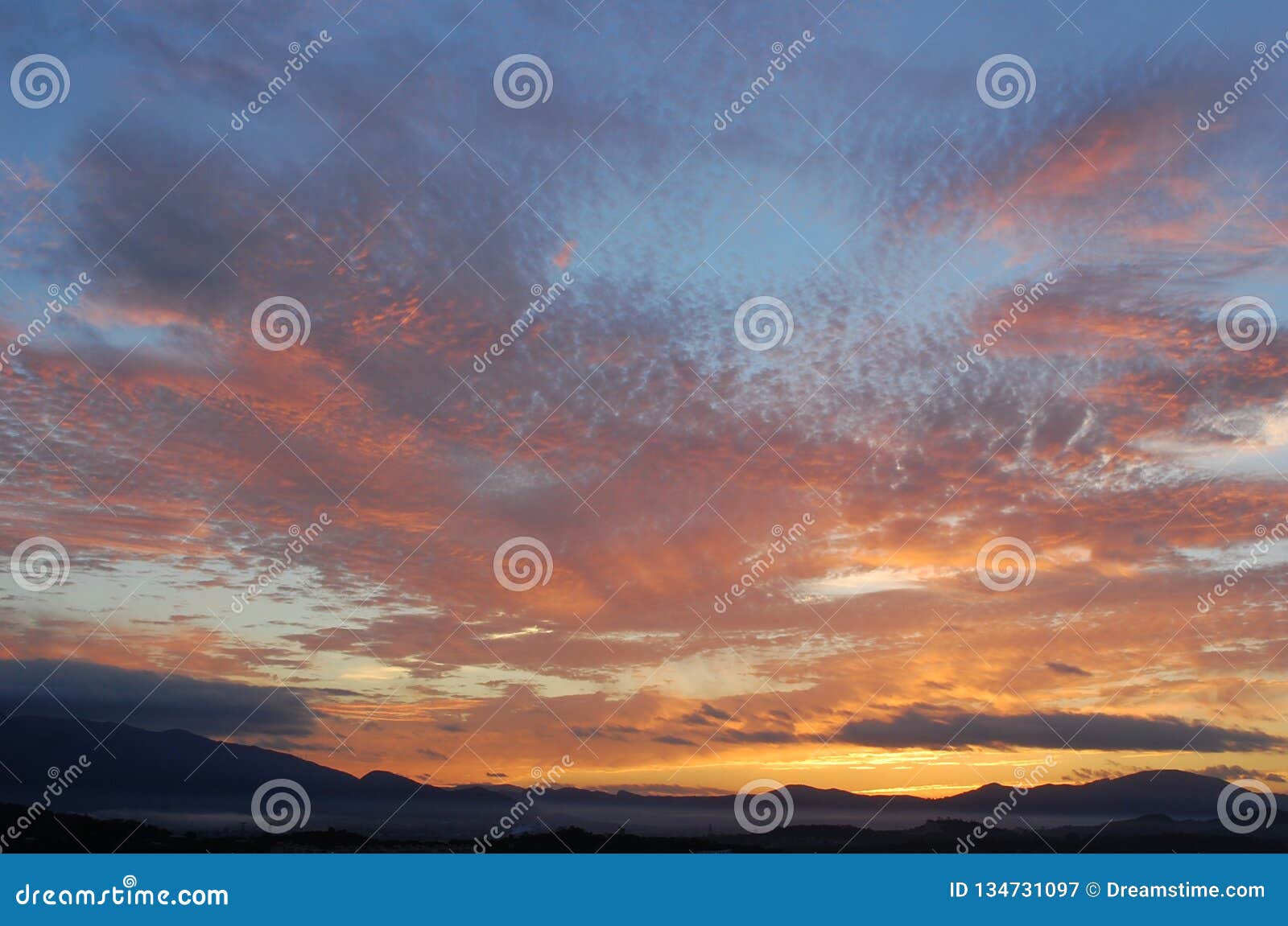 Colorful Sky and Sunset in the Mountains Stock Image - Image of winter ...