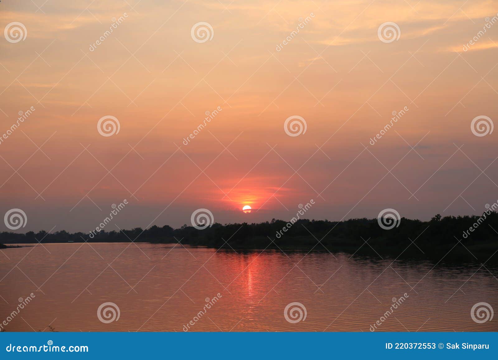 Colorful Sky Sunset at the River Background. Stock Image - Image of ...