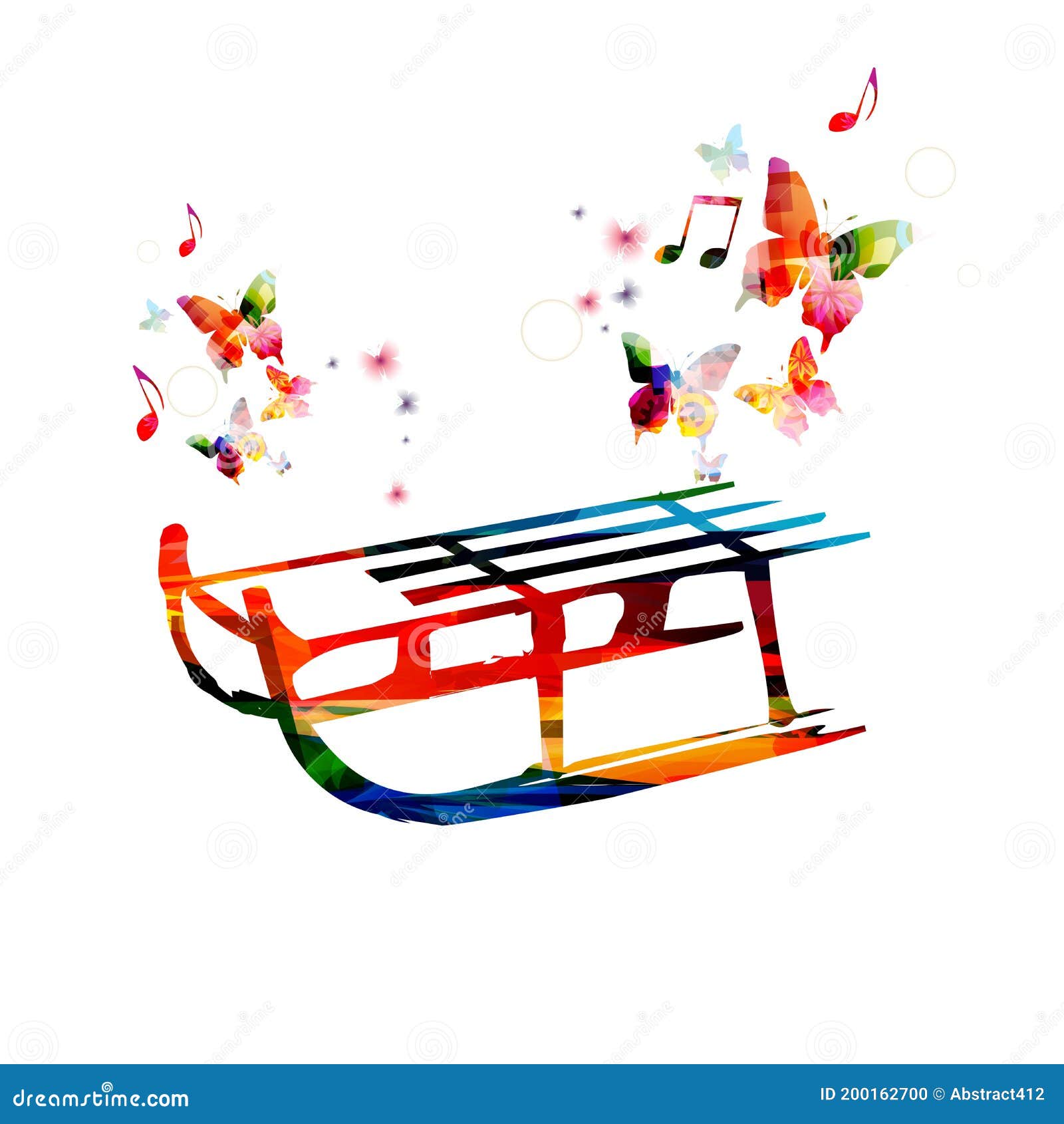 Colorful Sleigh with Butterflies Design Stock Vector - Illustration of ...