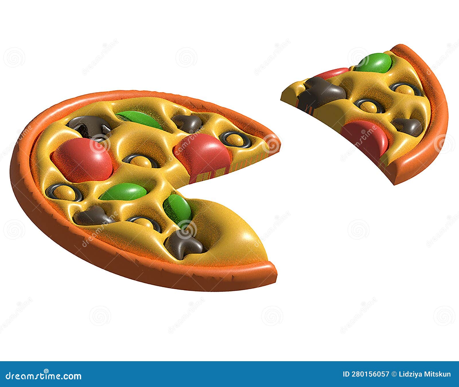 Colorful Sliced Pizza 3d Realistic Render Icon Stock Vector ...