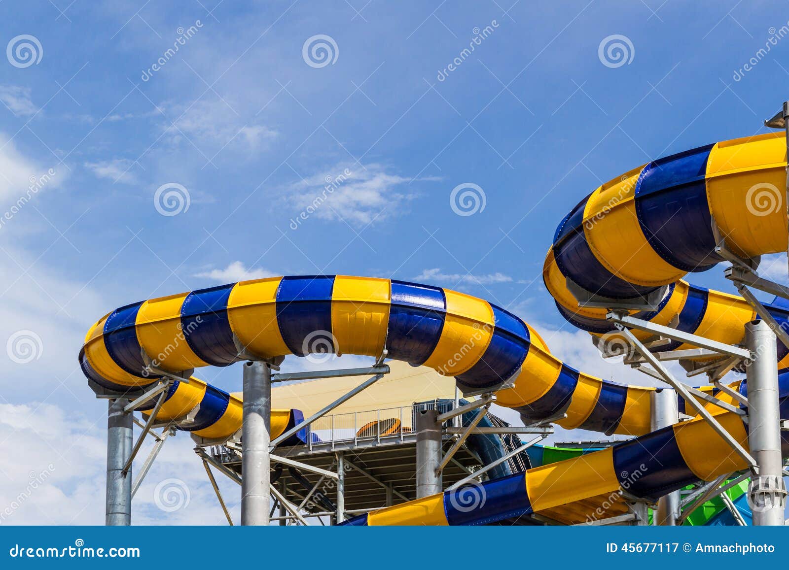 Colorful Slides of the Aquapark. Stock Image - Image of leisure, fast ...