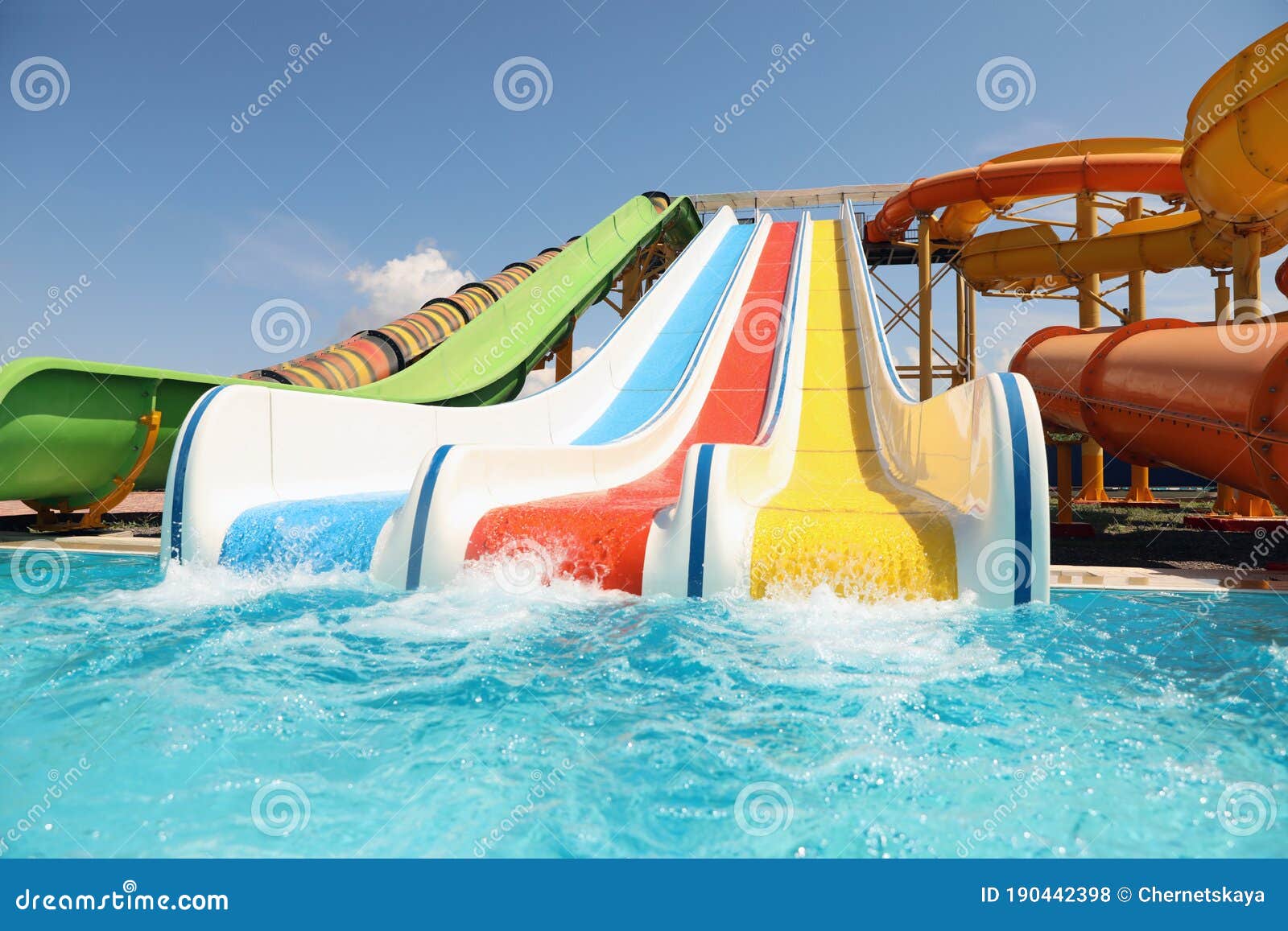 Colorful Slides in Water Park. Summer Stock Photo - Image of enjoy ...