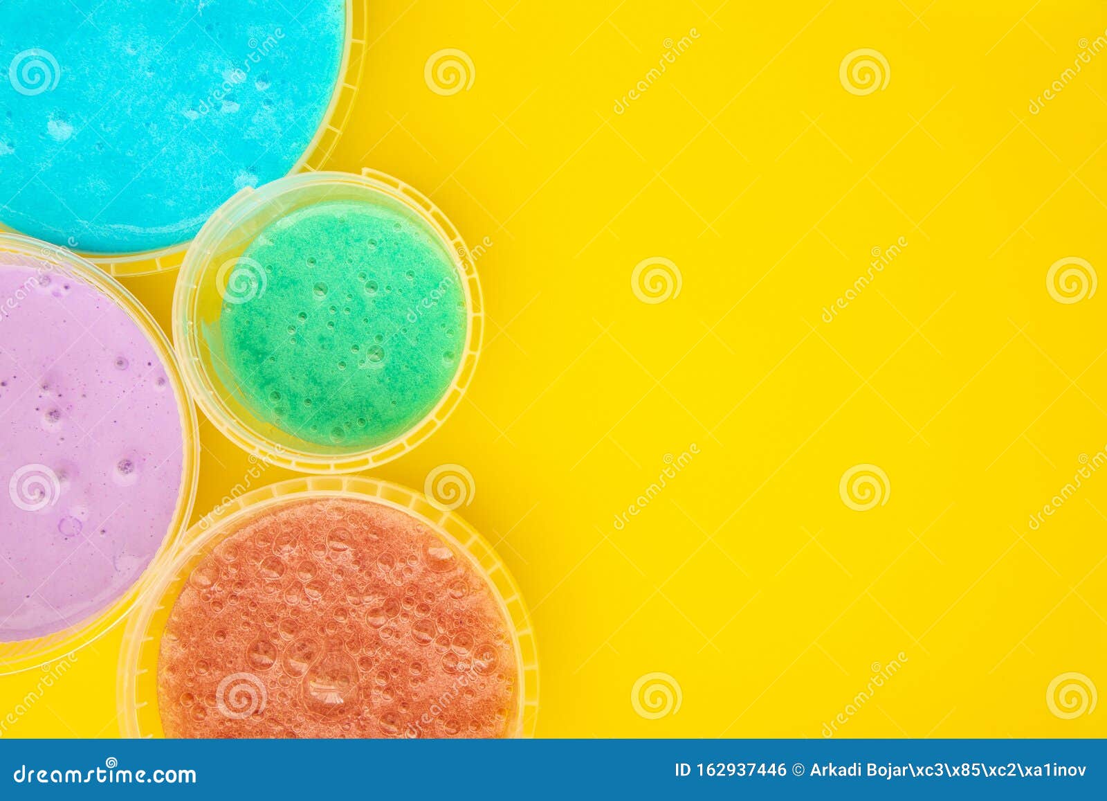 Colorful Slime on Yellow Background Stock Photo - Image of ingredients ...