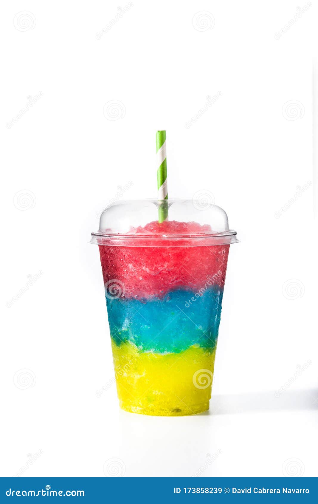 Colorful Slushie Of Differents Flavors With Straw In Plastic Cup ...