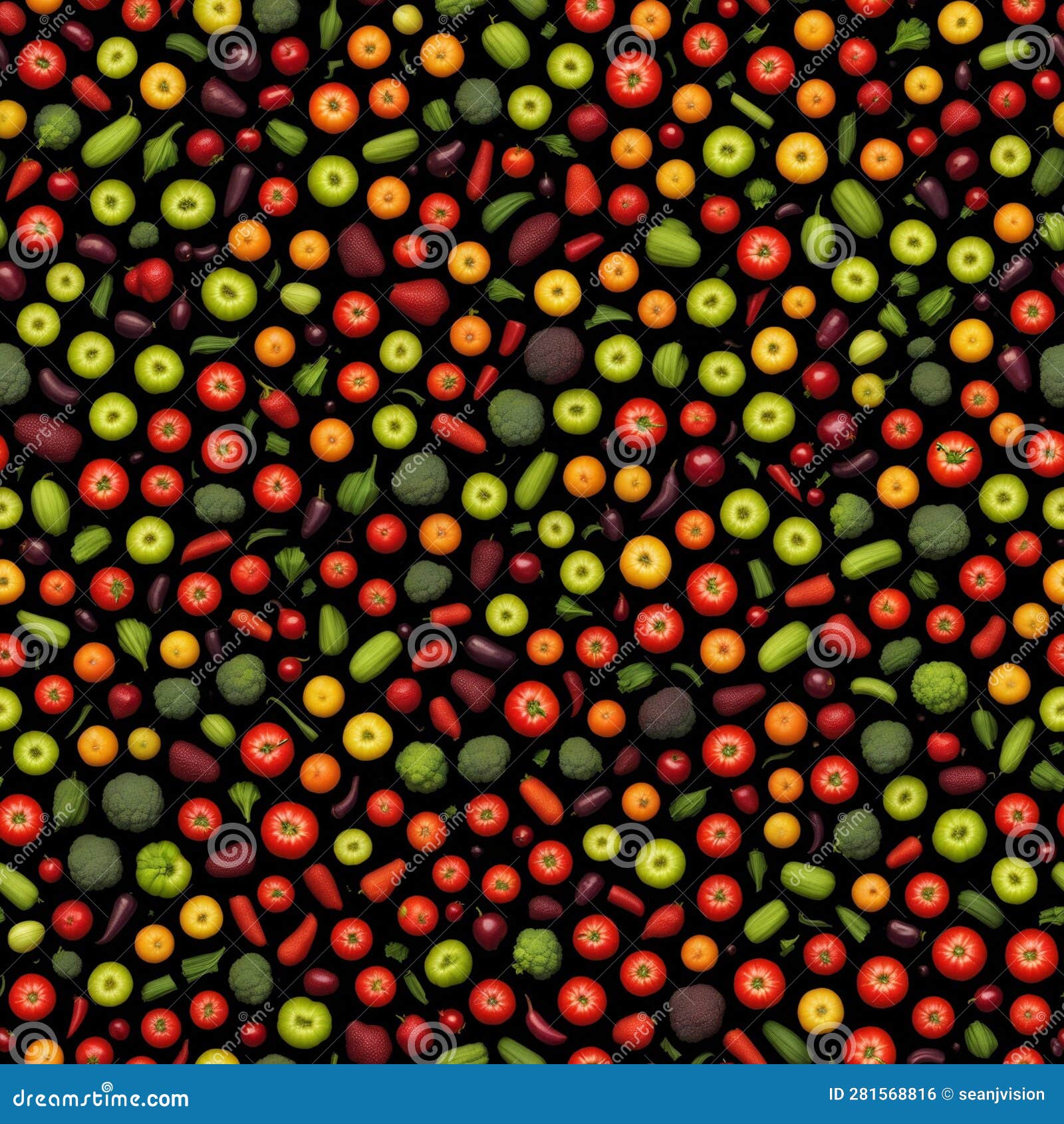 Colorful Small Fruits and Vegetables Tile Seamless Repeating Pattern ...
