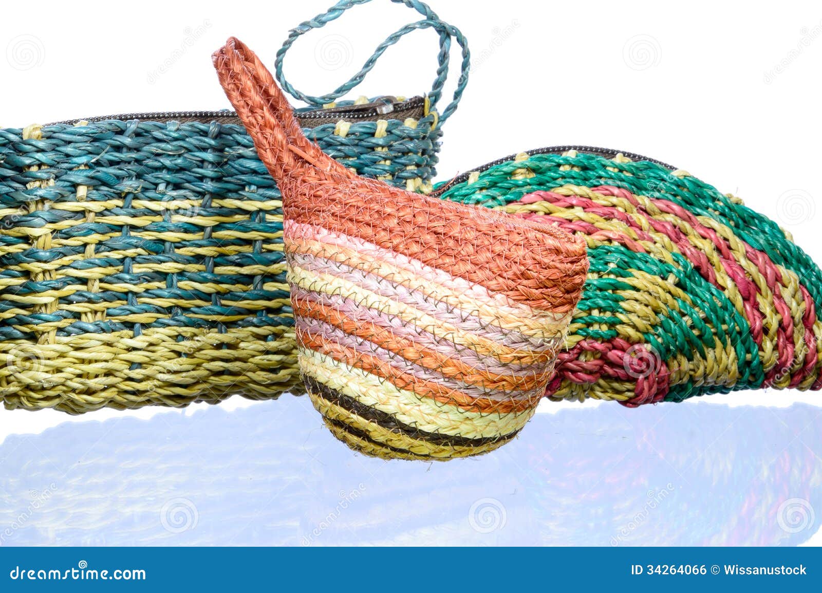 Colorful Small Weave Handbags Stock Photo - Image of handicraft, weave ...