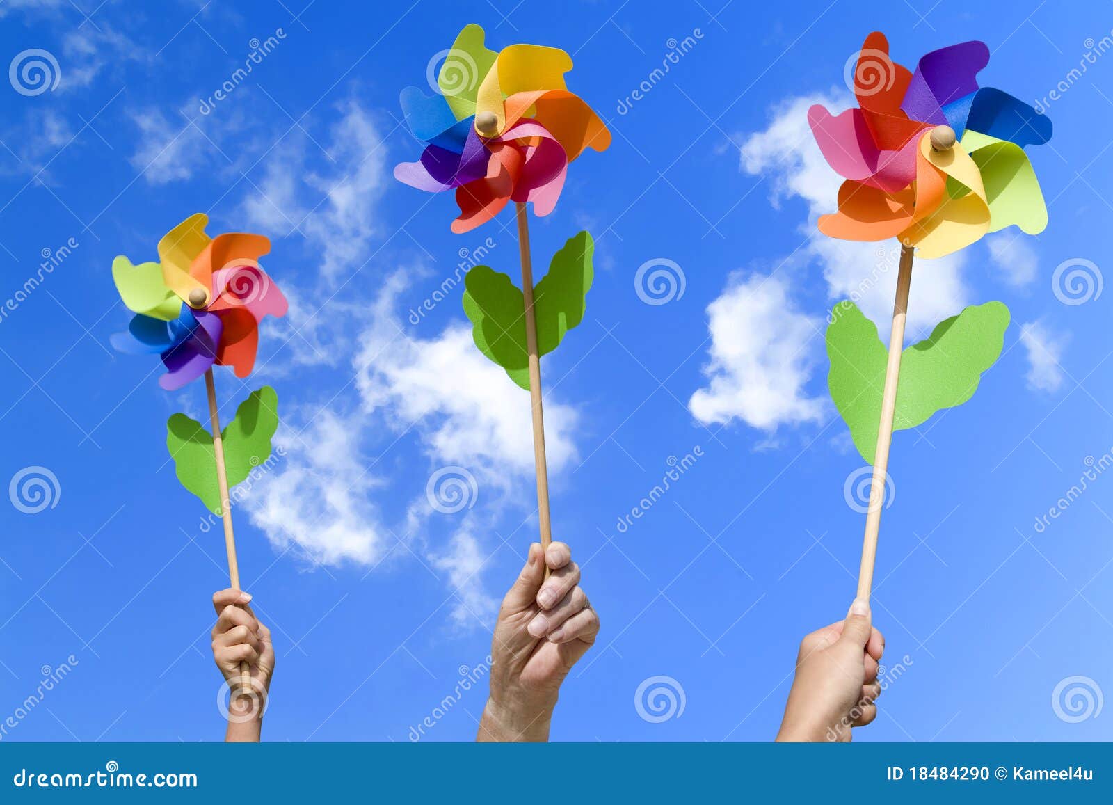 Colorful Small Windmills in Hands Stock Photo - Image of colorfull ...
