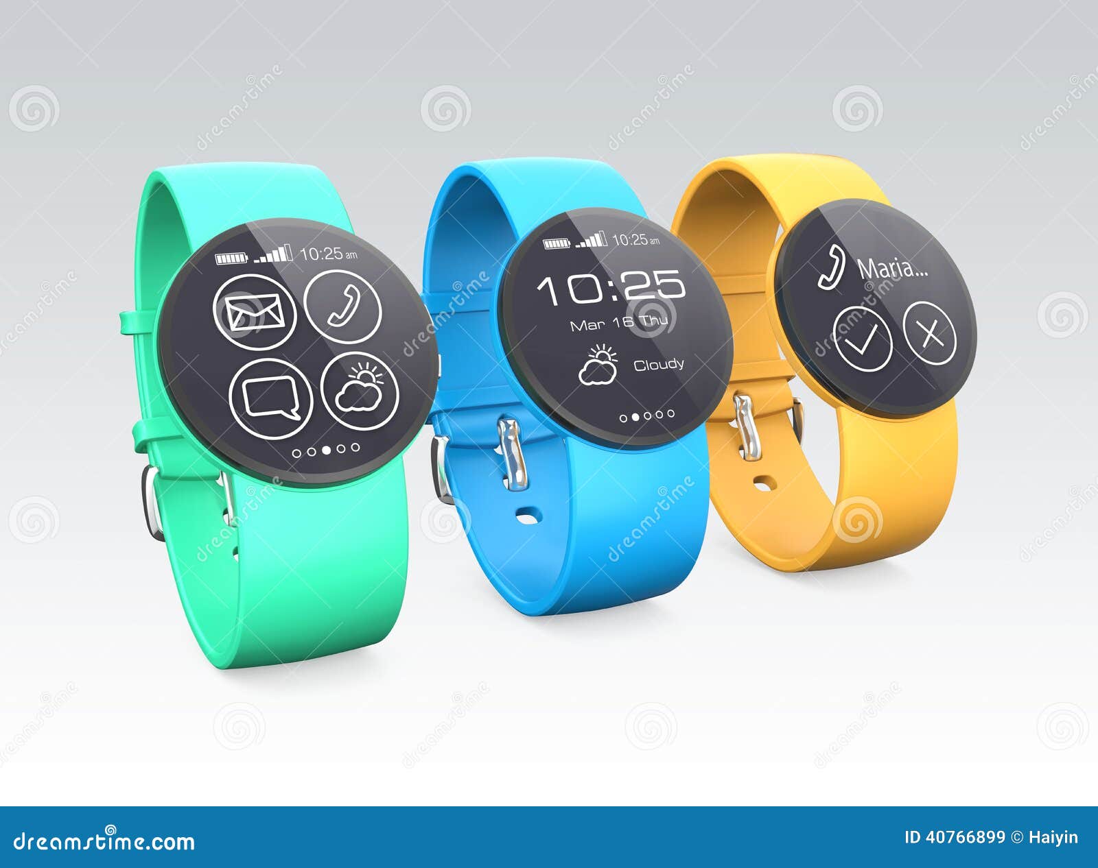 Colorful Smart Watchs Isolated On White Background 2 Stock Photo ...