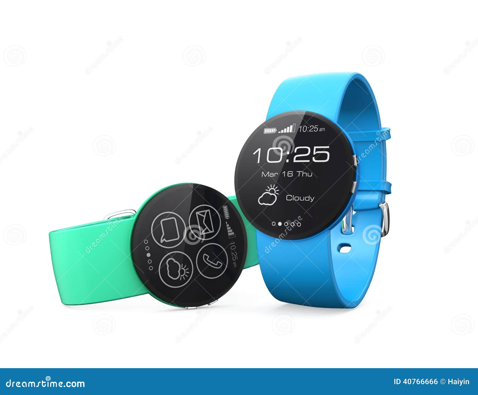Colorful Smart Watches Isolated on White Background Stock Illustration ...