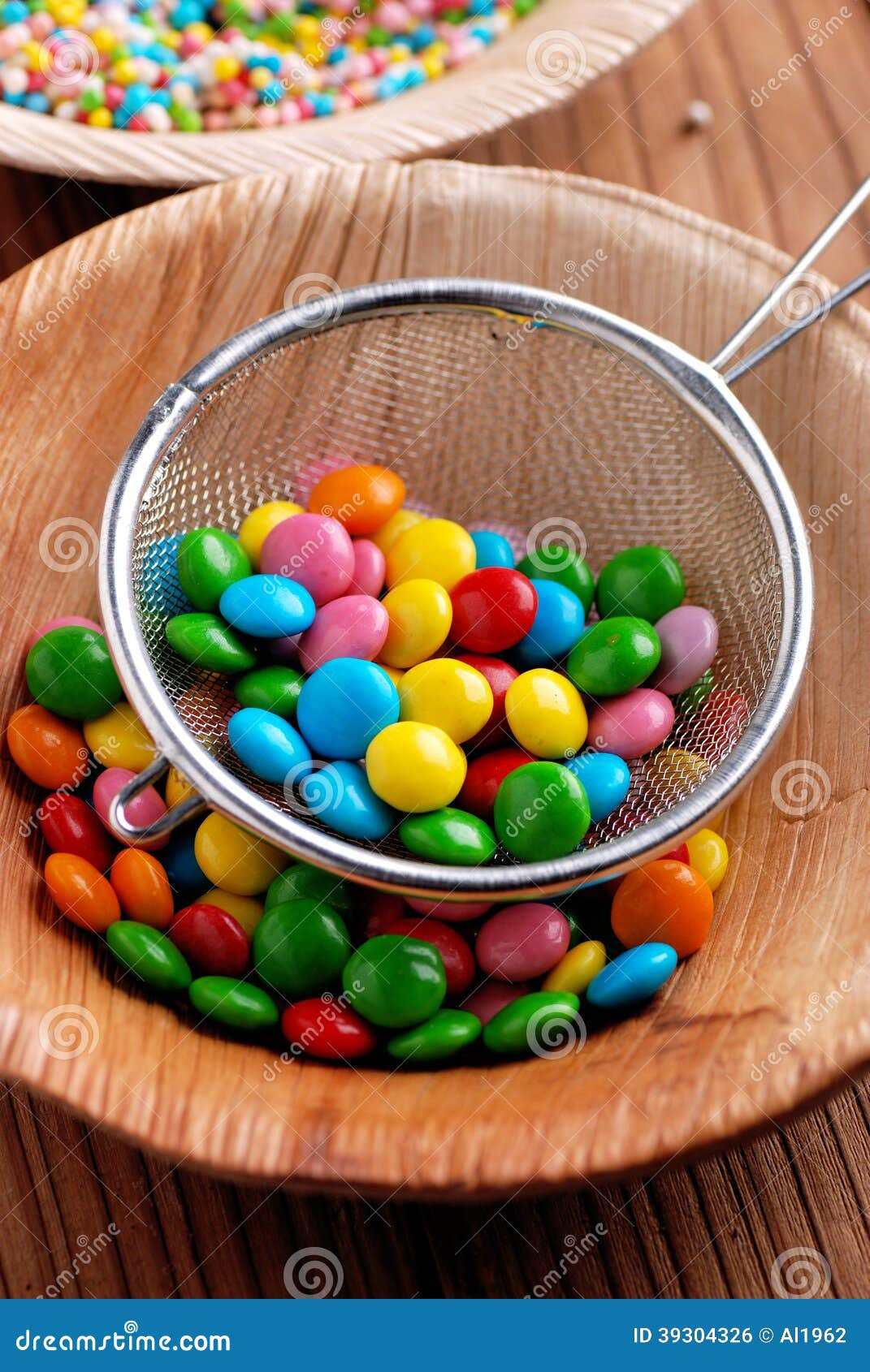 Colorful Smarties in Colander Stock Photo - Image of multicolored ...