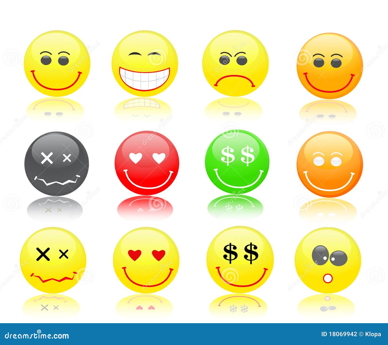 Colorful smiles icon set stock vector. Illustration of enjoyment - 18069942