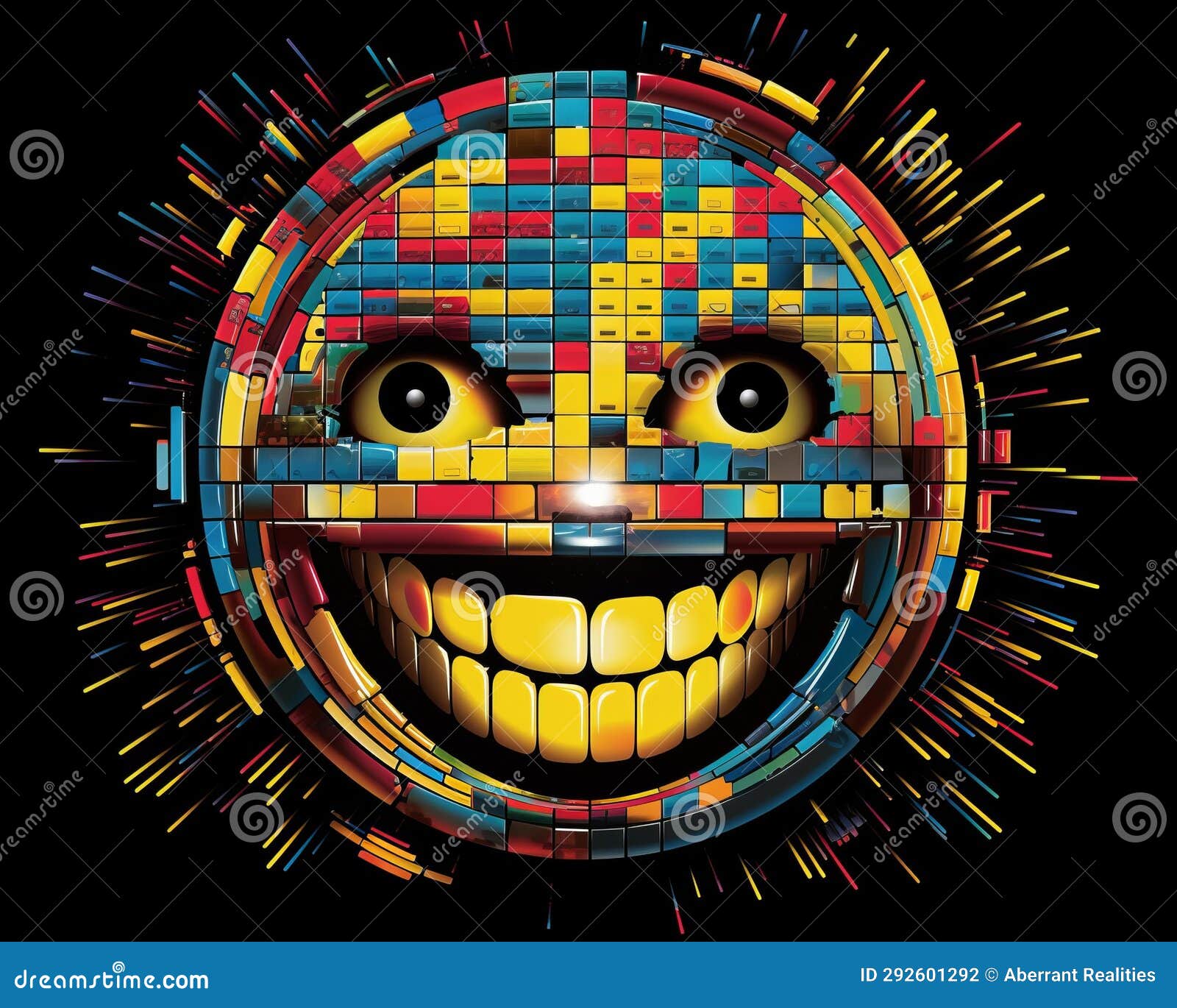 A Colorful Smiley Face Made Out of Blocks Stock Illustration ...