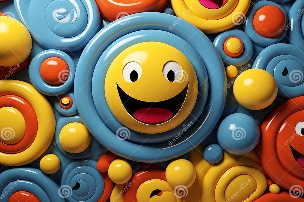 A Colorful Smiley Face Surrounded by Colorful Circles Stock Illustration - Illustration of ...