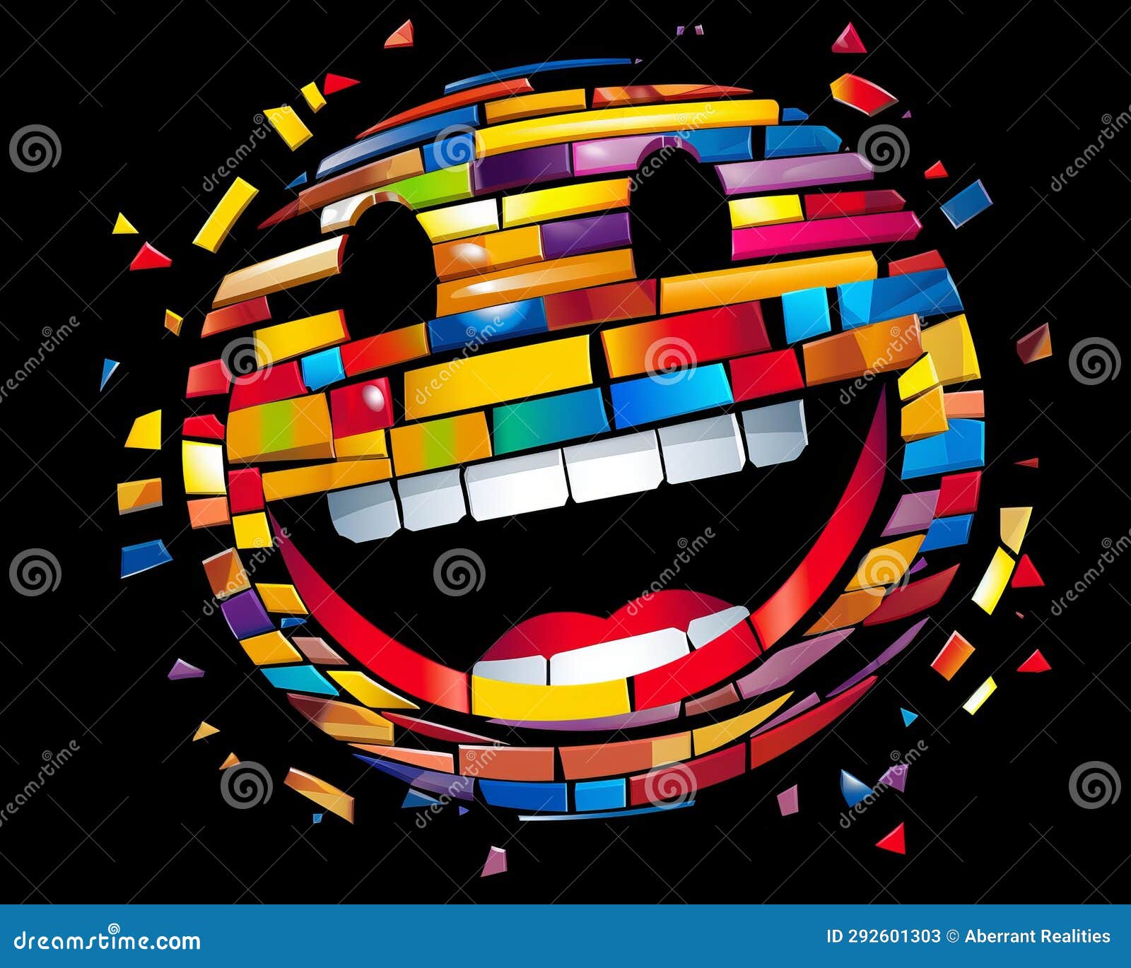 A Colorful Smiley Face Surrounded by Confetti Stock Illustration ...