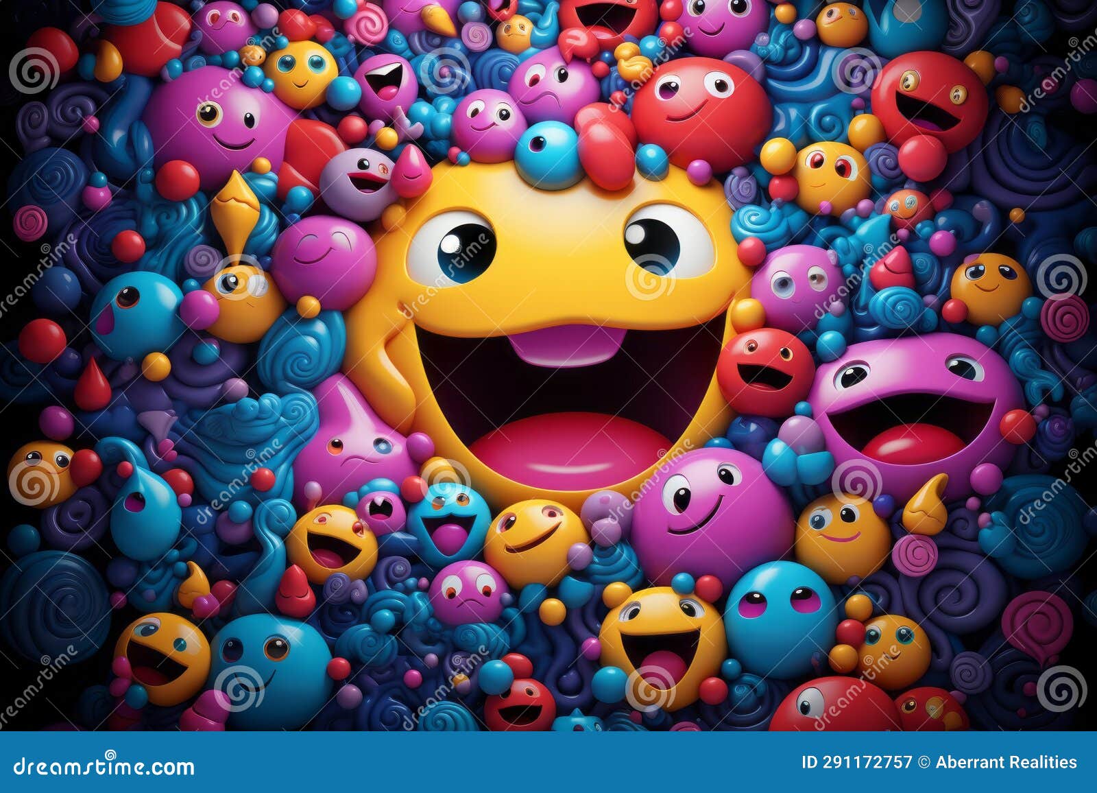 A Colorful Smiley Face Surrounded by Many Colorful Bubbles Stock ...